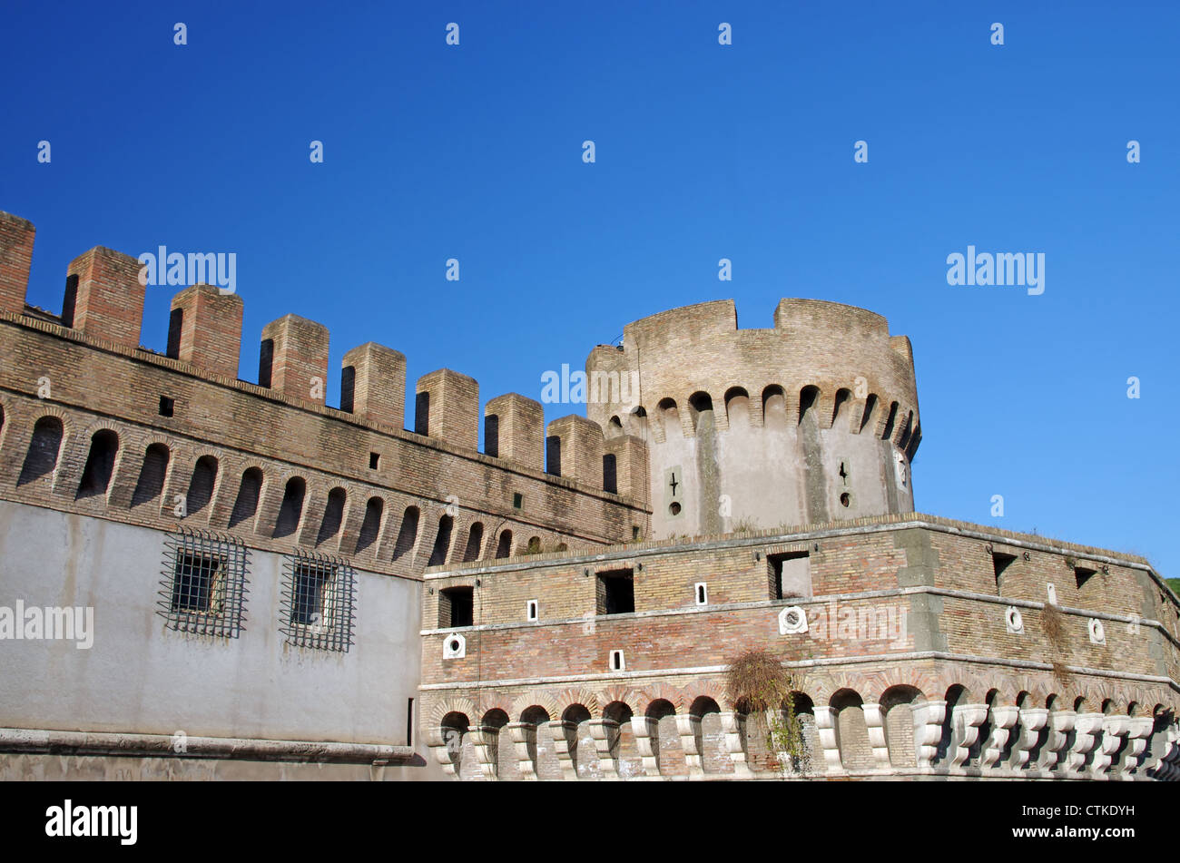 Ancient walls and tower for defending in Rome Stock Photo - Alamy