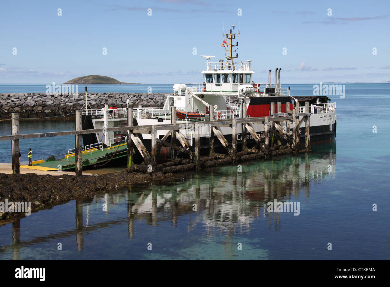 Isle of Eriskay, Scotland. The MV Loch Alainn (Barra to Eriskay Calmac ...