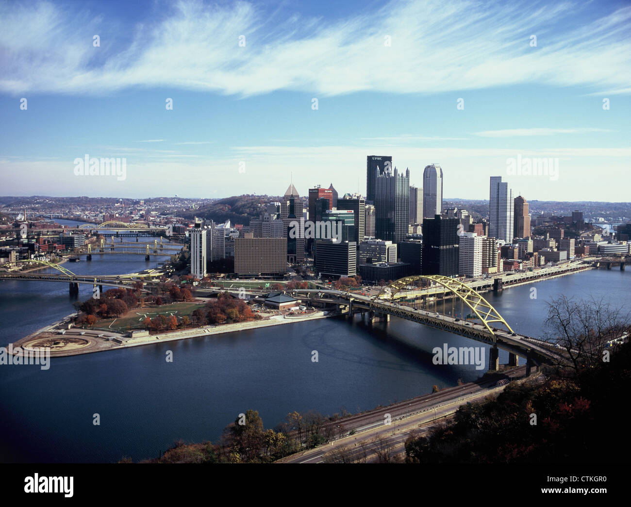 Pittsburgh, Pennsylvania skyline, taken from Mount Washington. At the ...