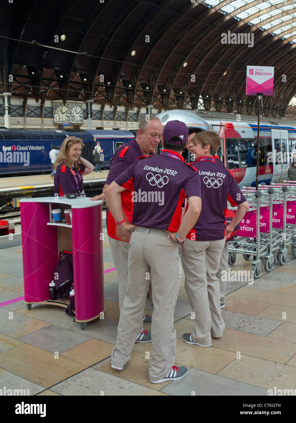 London 2012 Olympic reception point at Paddington station. UK Stock ...
