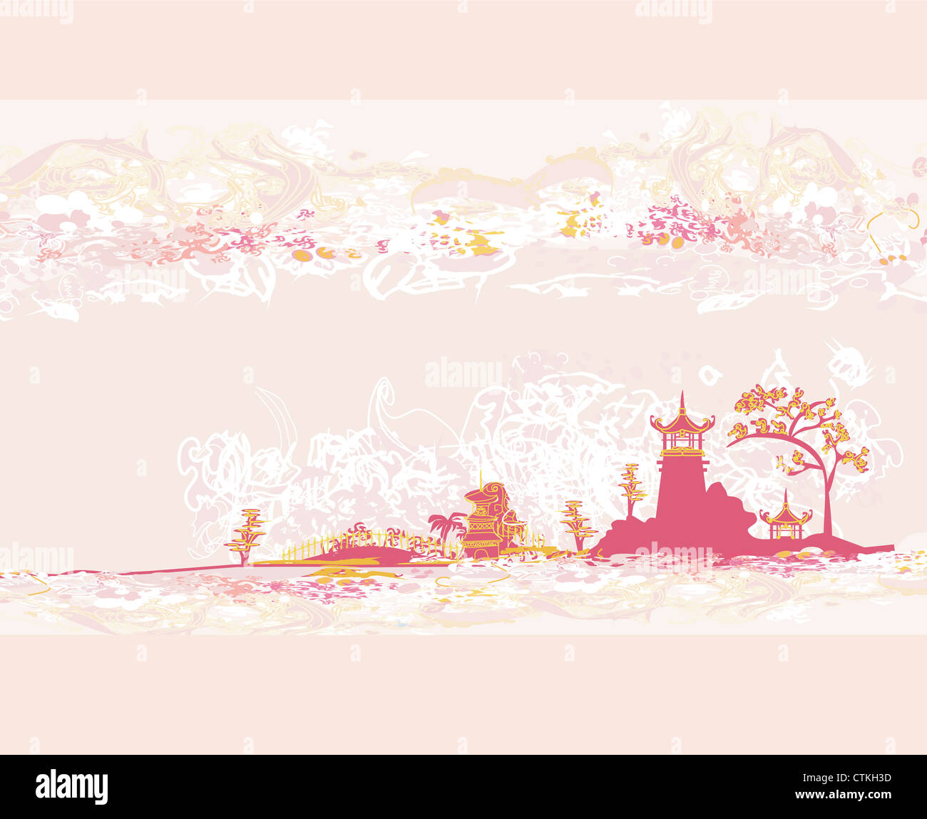 old paper with Asian Landscape Stock Photo - Alamy