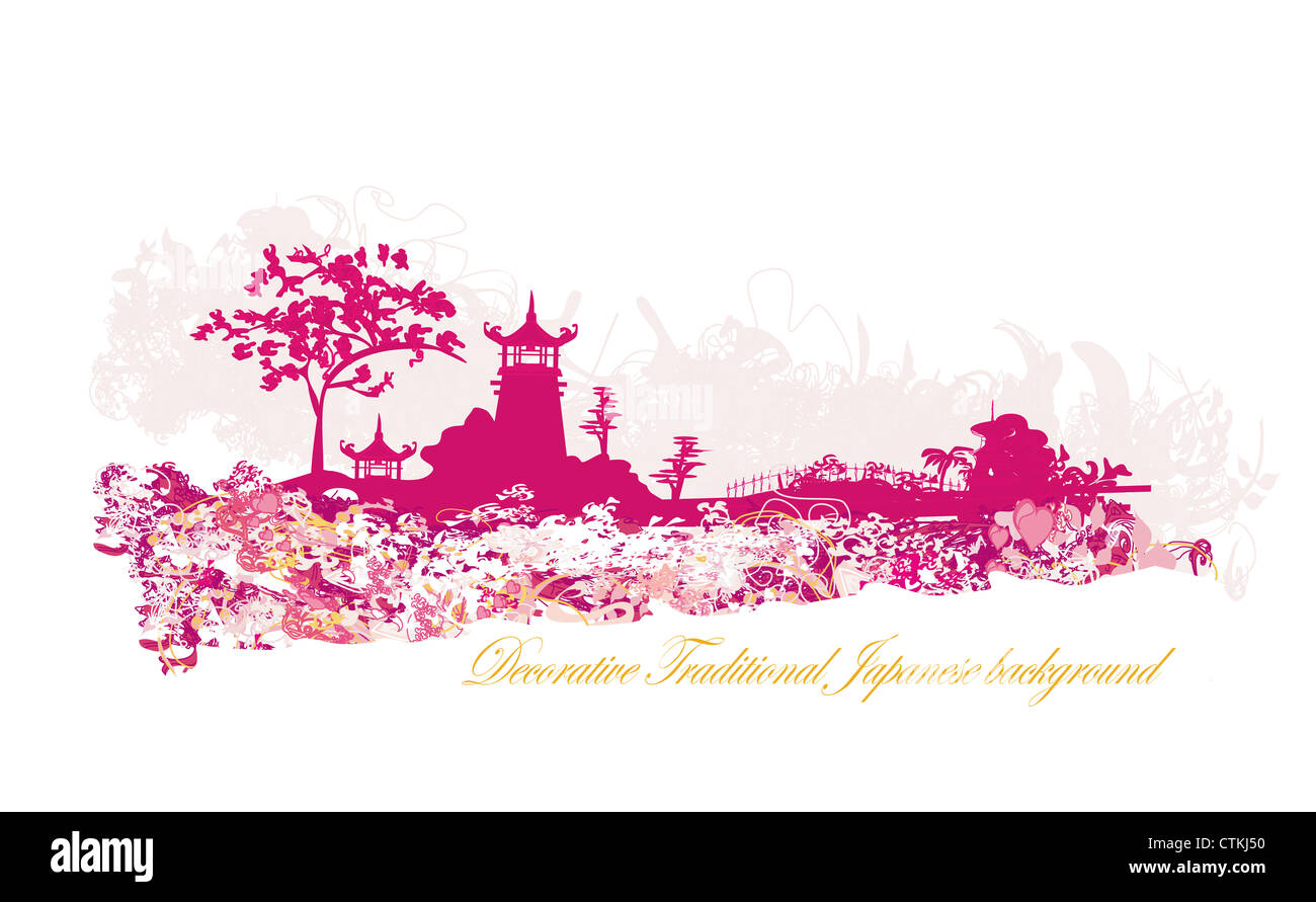 old paper with Asian Landscape Stock Photo - Alamy