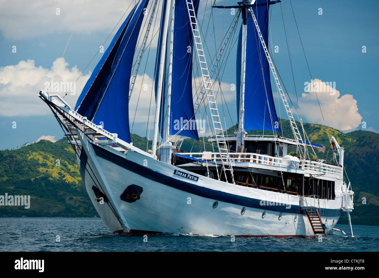 A 108 foot traditional wooden Phinisi schooner, the "Ombak Putih", here ...