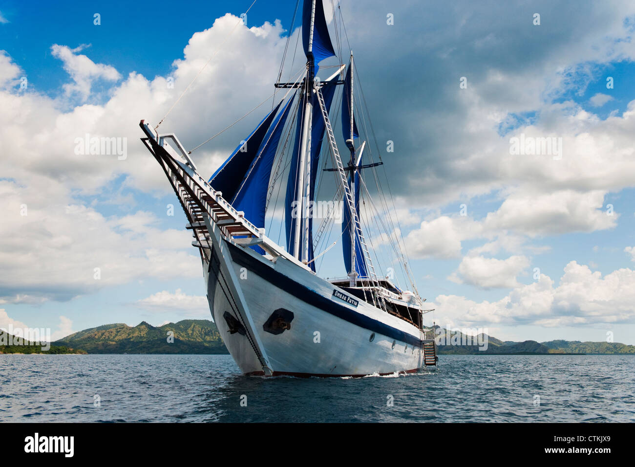 A 108 foot traditional wooden Phinisi schooner, the "Ombak Putih", here ...