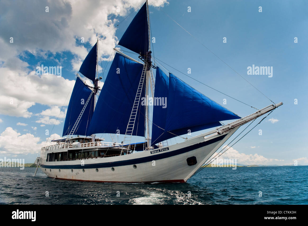 A 108 foot traditional wooden Phinisi schooner, the "Ombak Putih", here ...