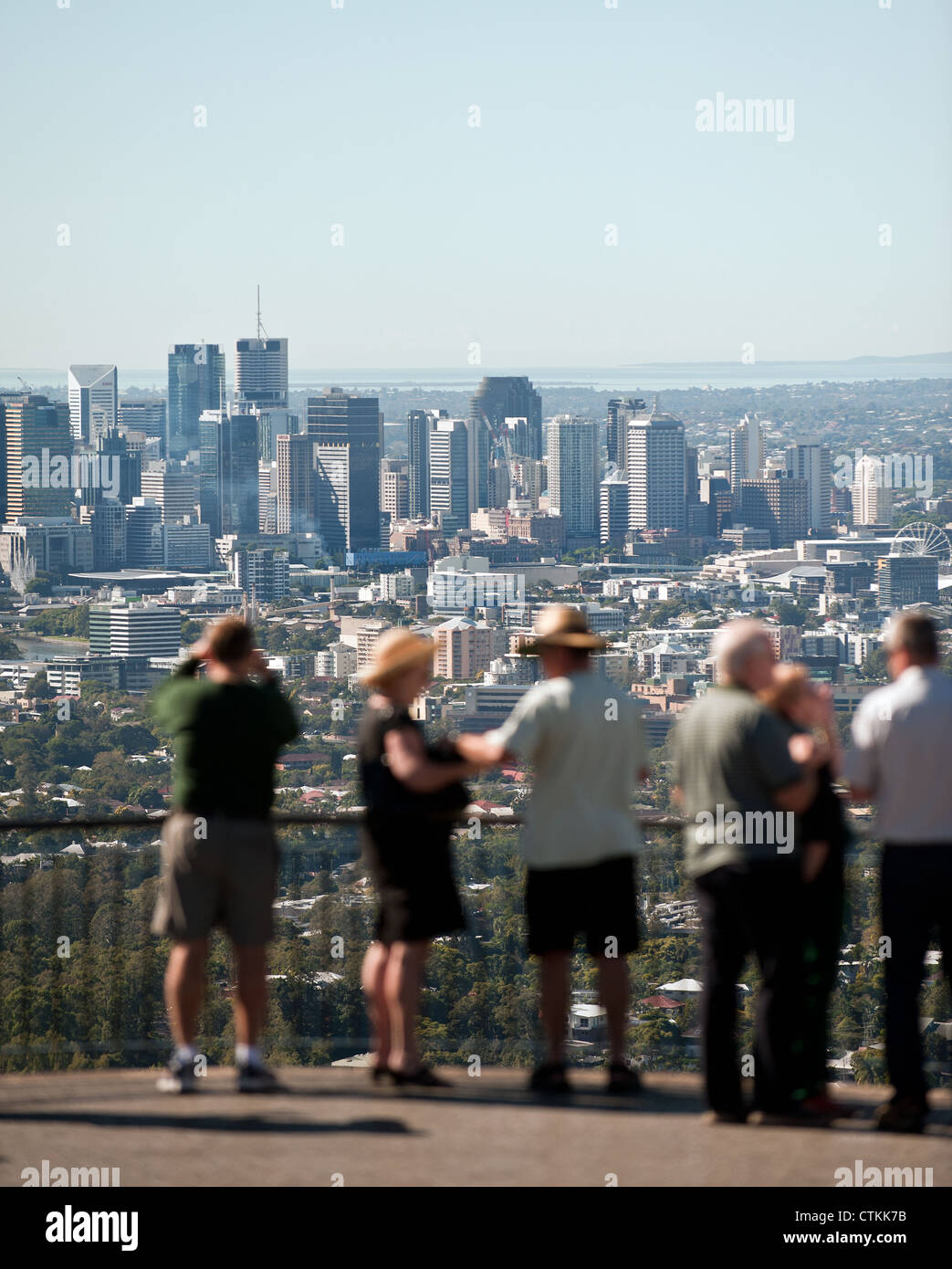 The City of Brisbane seen from the summit of Mt Coot-Tha in Queensland ...