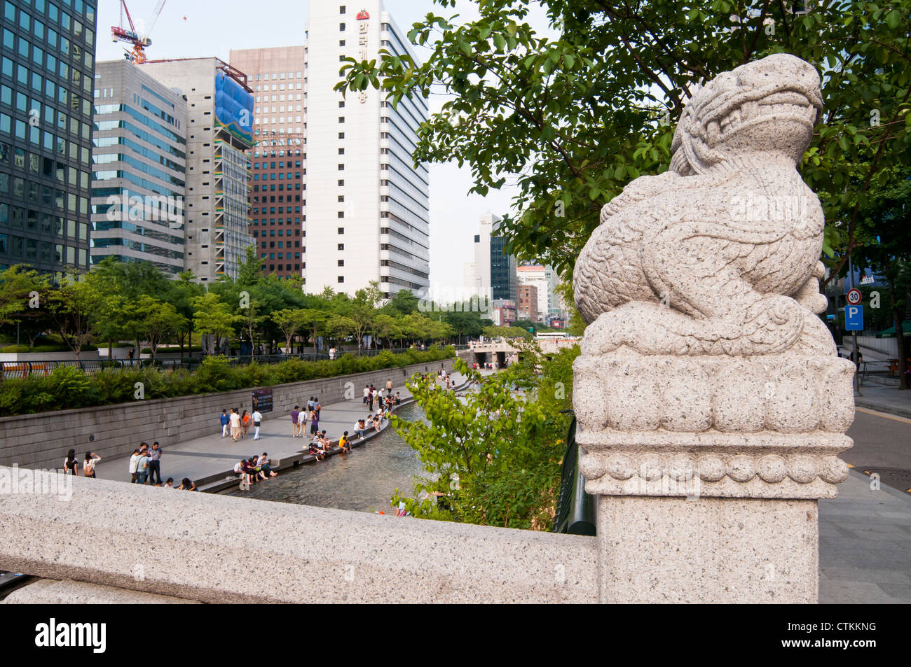 Stone statue of Haechi, Cheonggyecheon, Seoul, Korea Stock Photo - Alamy