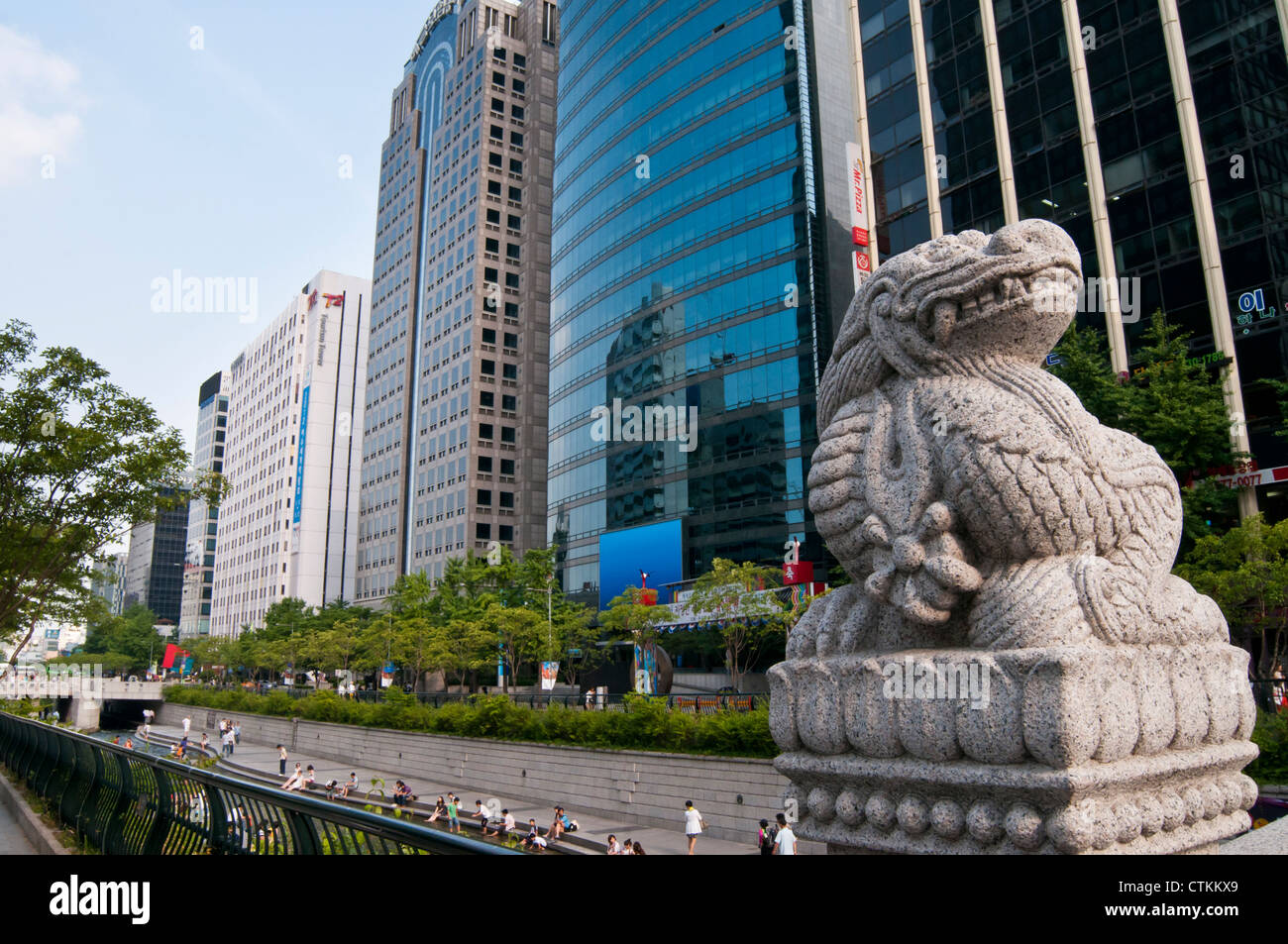 Stone statue of Haechi, Cheonggyecheon, Seoul, Korea Stock Photo - Alamy