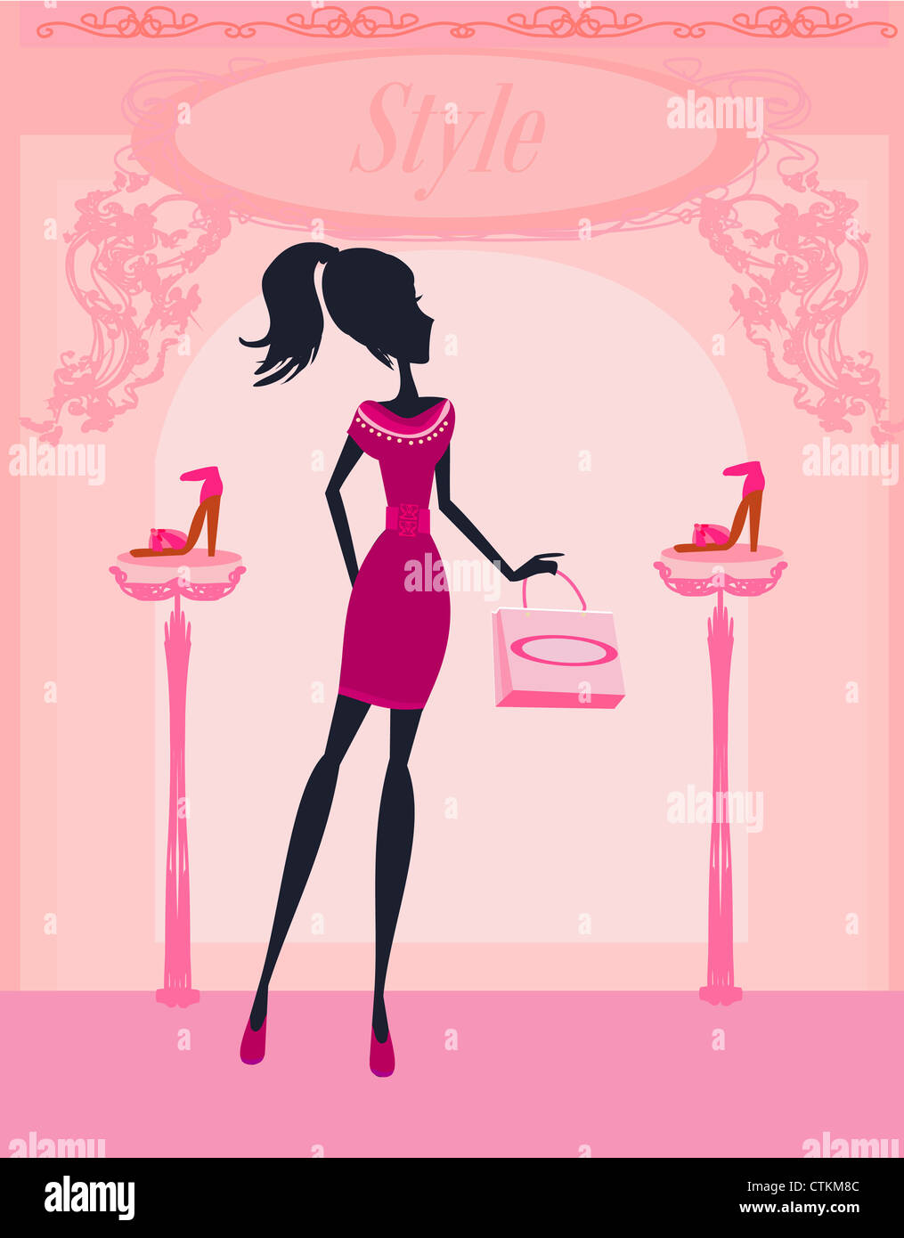 Fashion girl shopping in shoe shop Stock Photo - Alamy