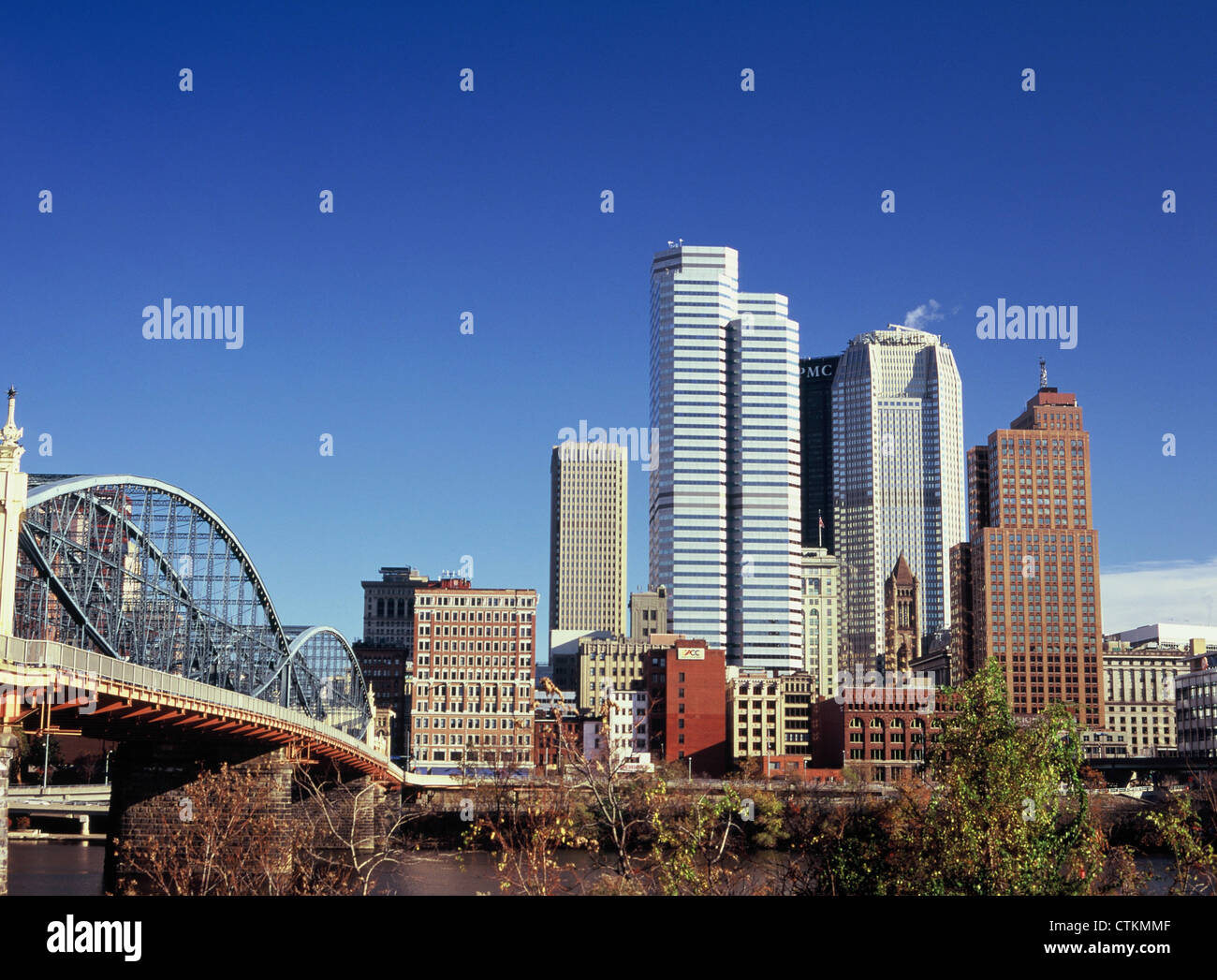 Downtown Pittsburgh skyline, Pennsylvania, USA with BNY Mellon Center ...