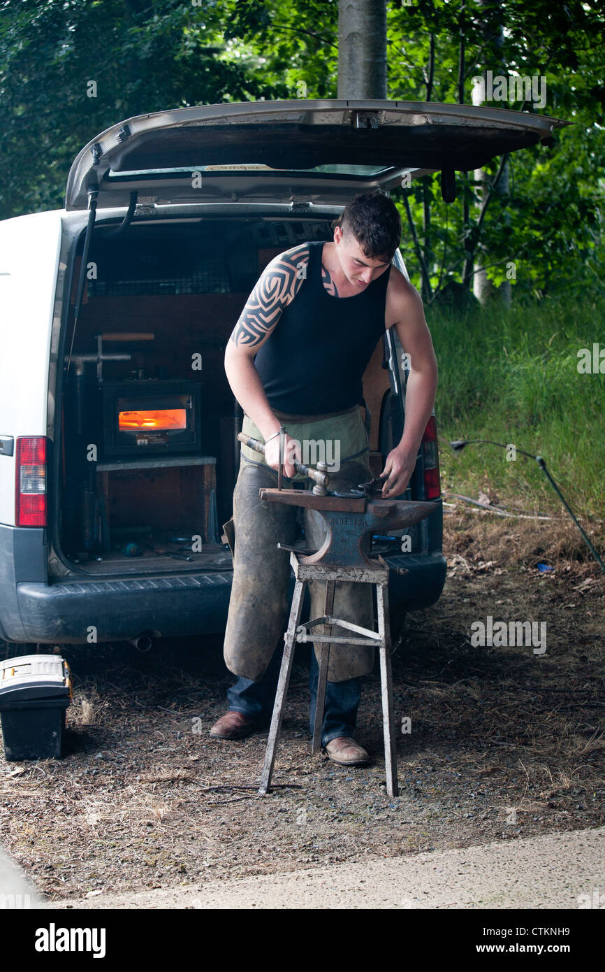 Mobile Farrier Making Horseshoes Stock Photo - Alamy
