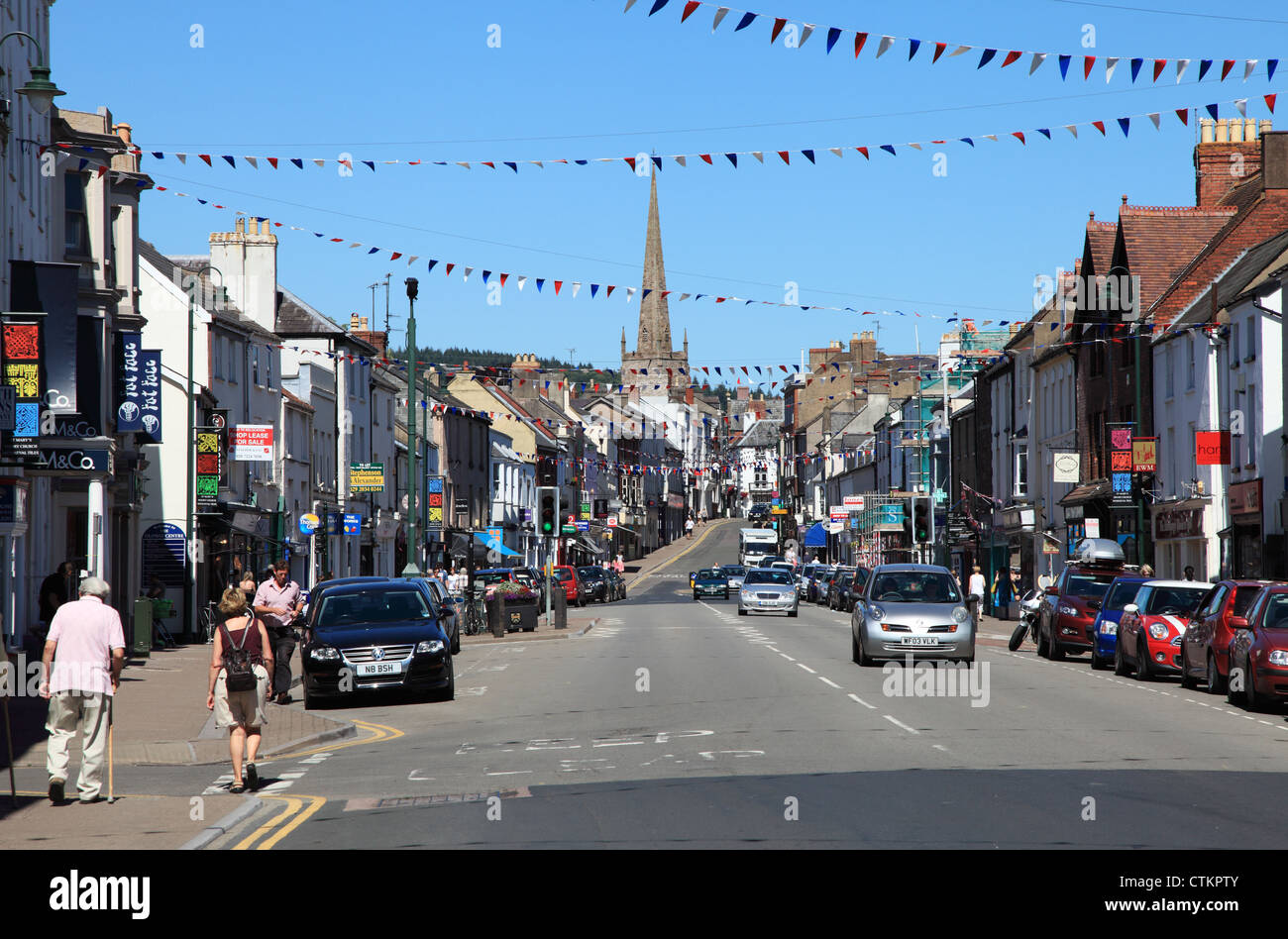 Monmouth town high street, Wales, UK Stock Photo - Alamy