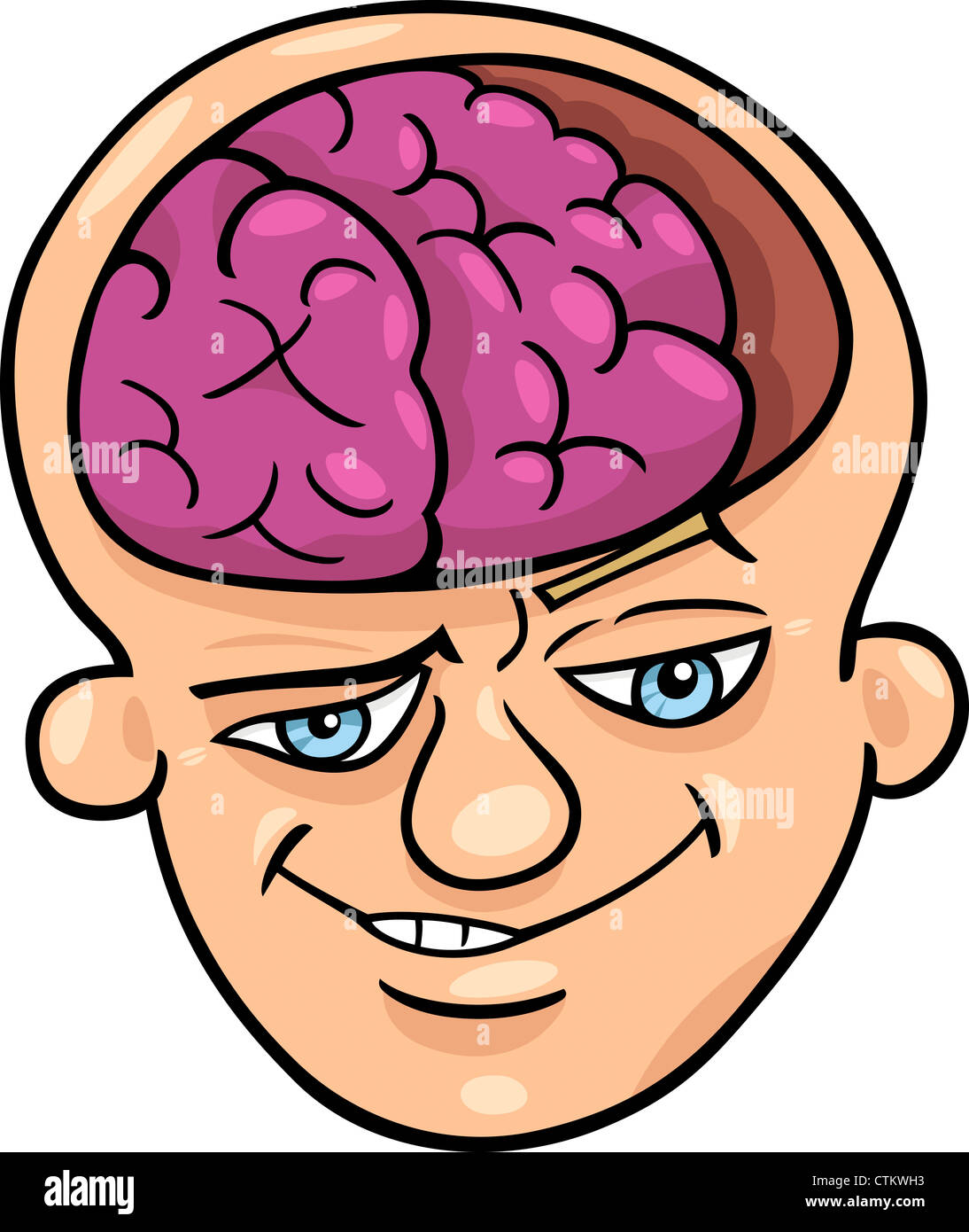 Humorous Cartoon Illustration of Brainy Man or Smart Guy Stock Photo ...