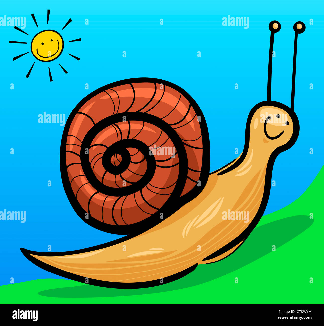 cartoon illustration of cute snail with shell Stock Photo - Alamy