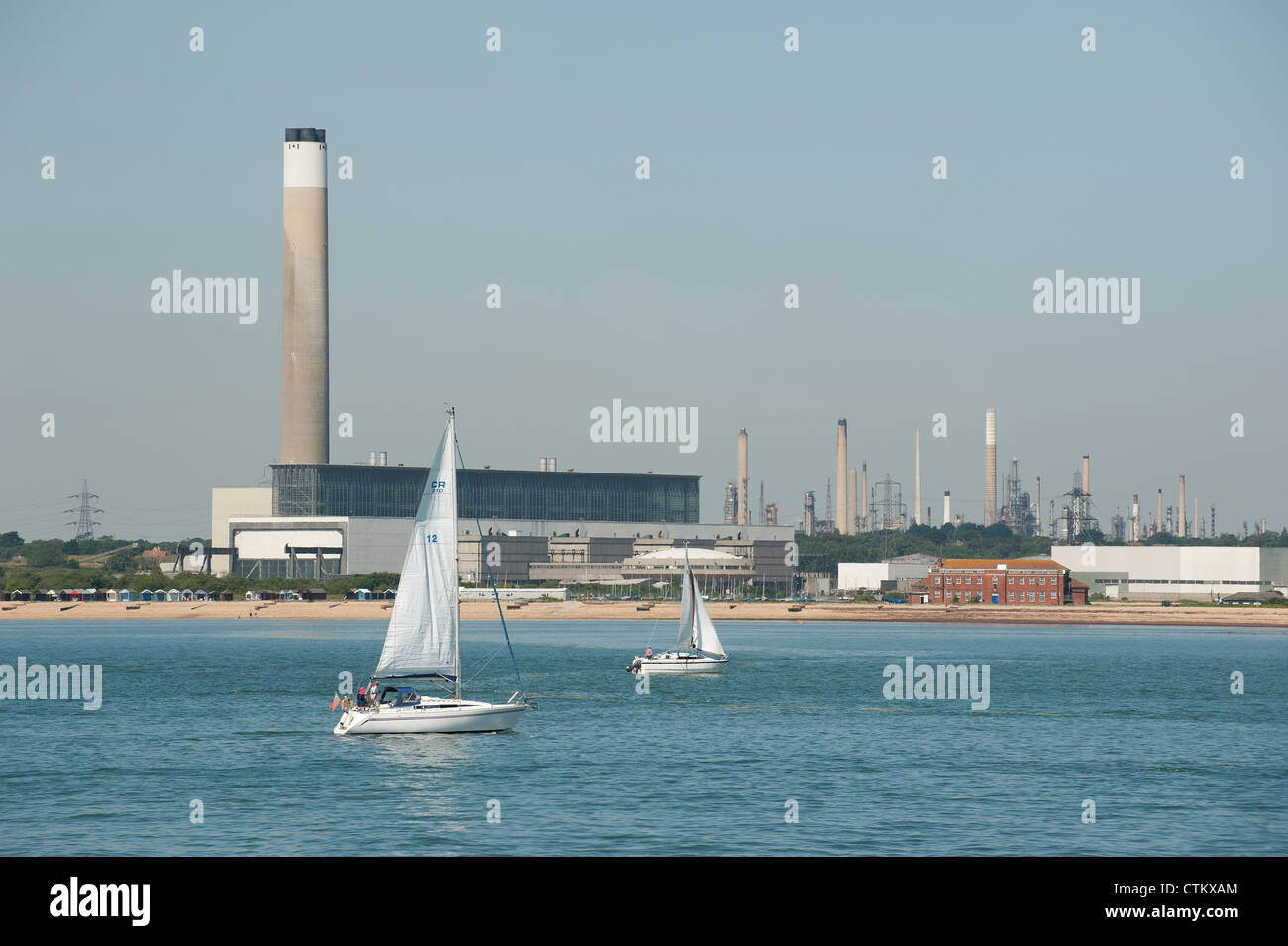 Sailing on Southampton Water England UK The Fawley Power Station and ...