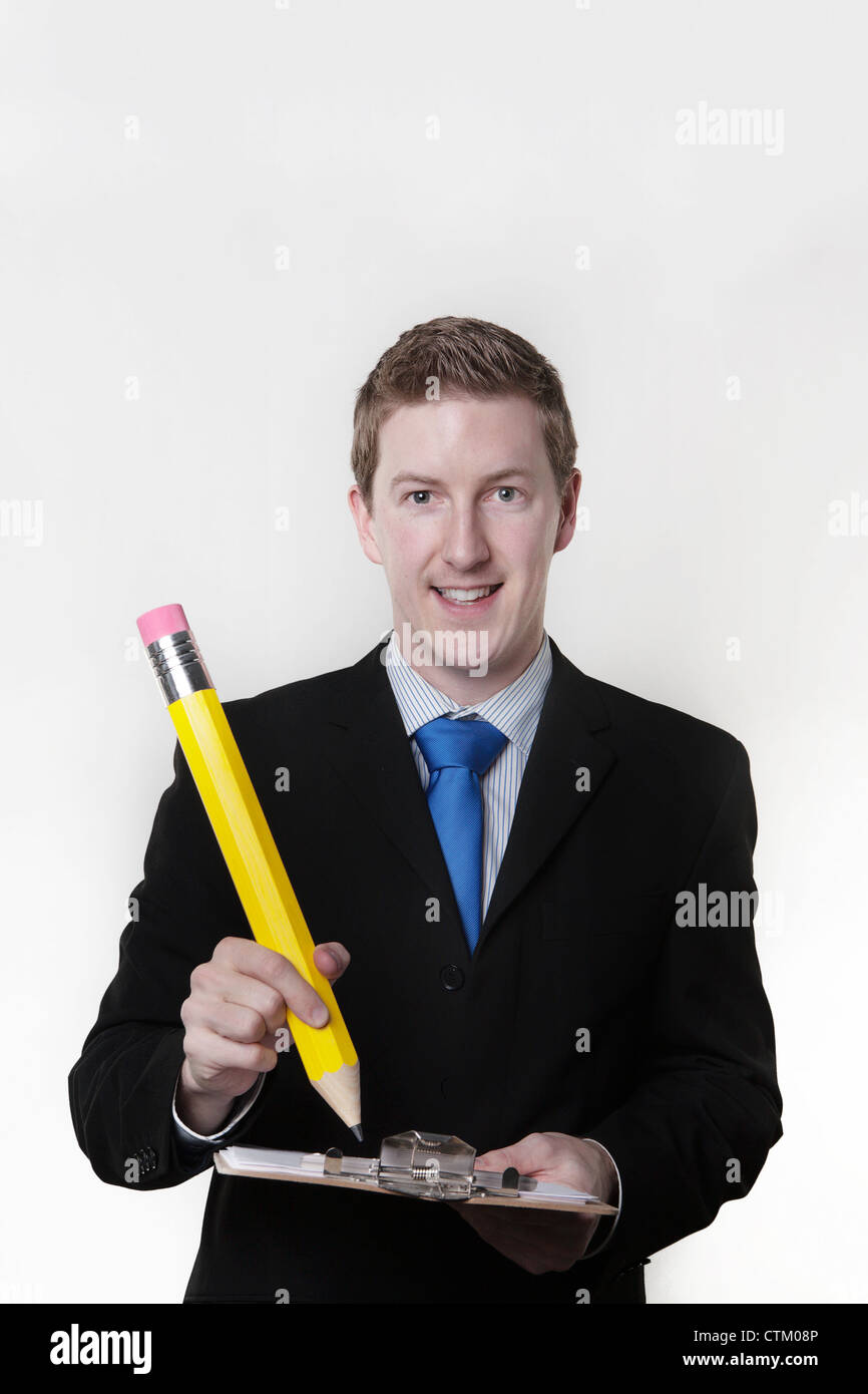 Portrait funny man holding pencil hi-res stock photography and images ...