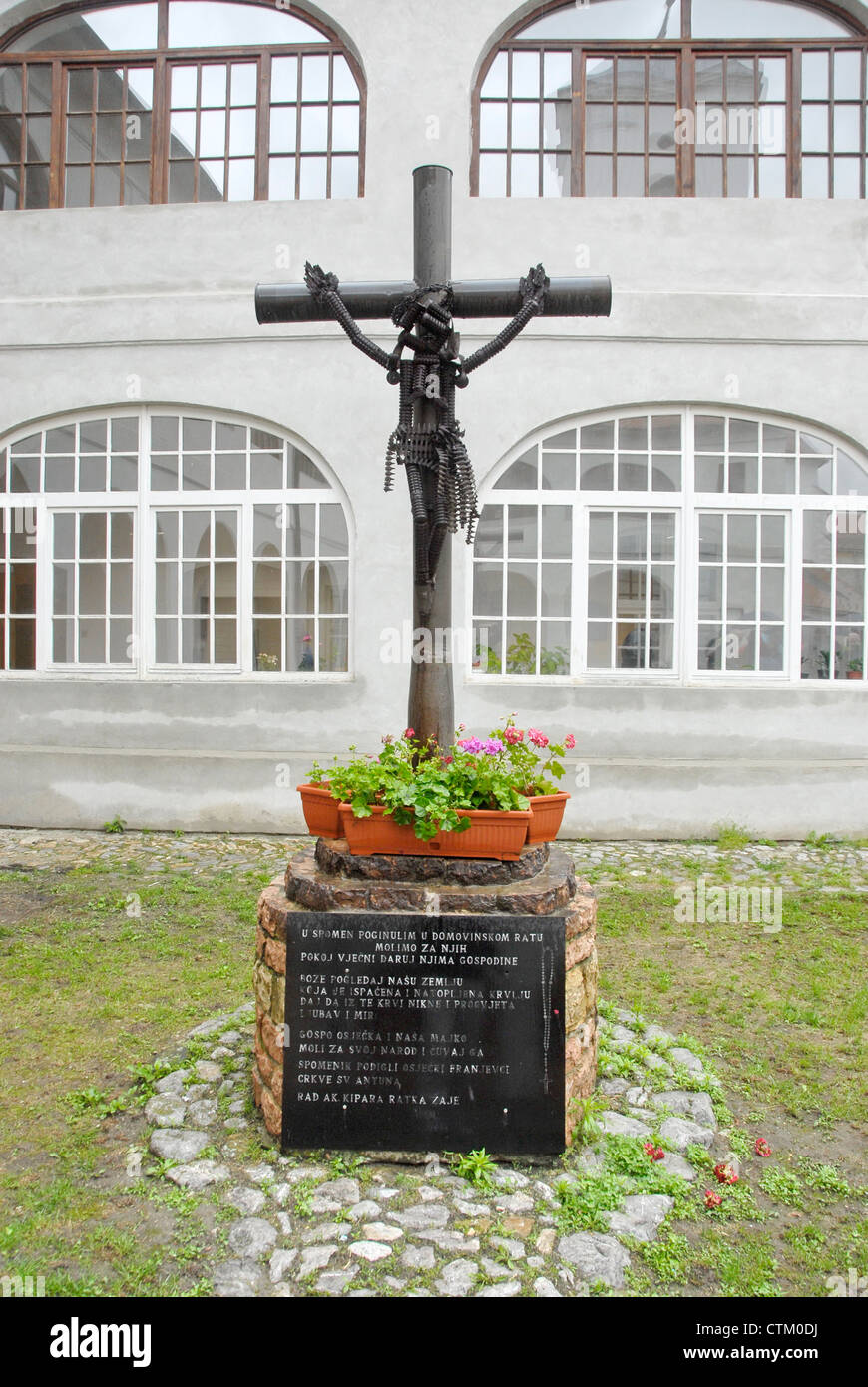 Cross made out of shells and bullet casings at Church of the Holy Cross ...