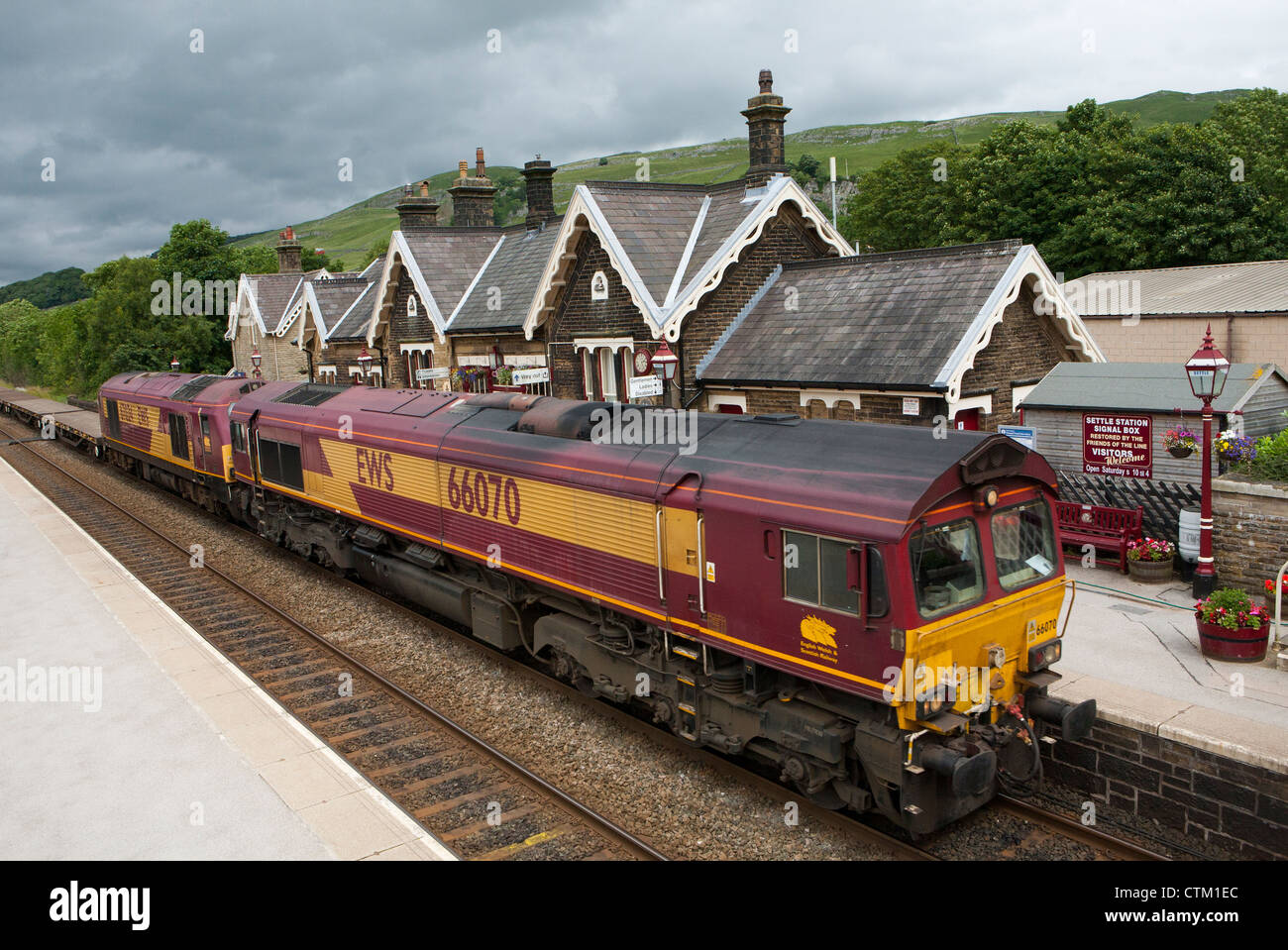 Settle Railway Station 'Derby Gothic' style station building in the ...