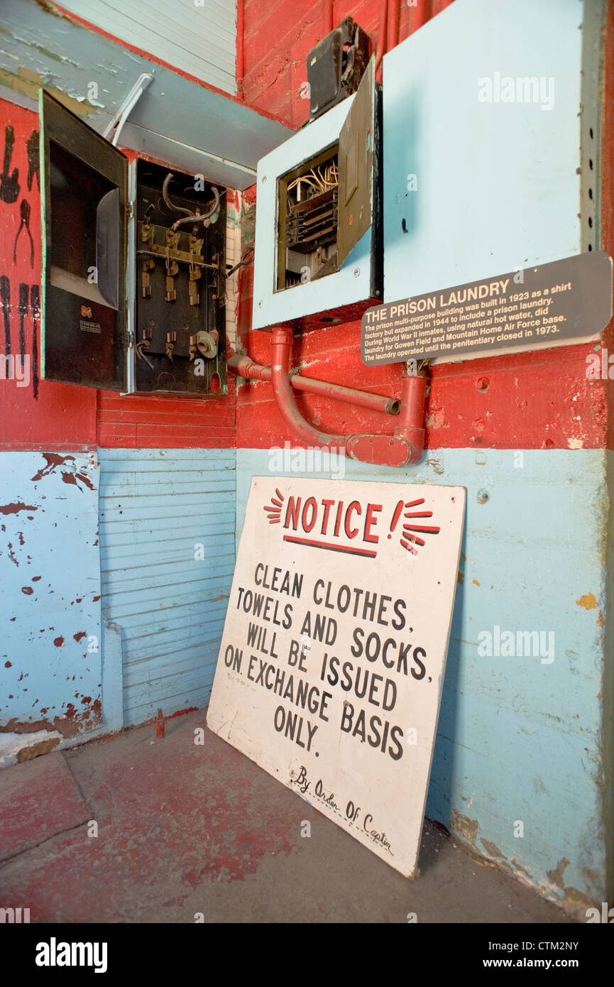 A notice to prisoners in the prison laundry, at the Old Idaho State ...