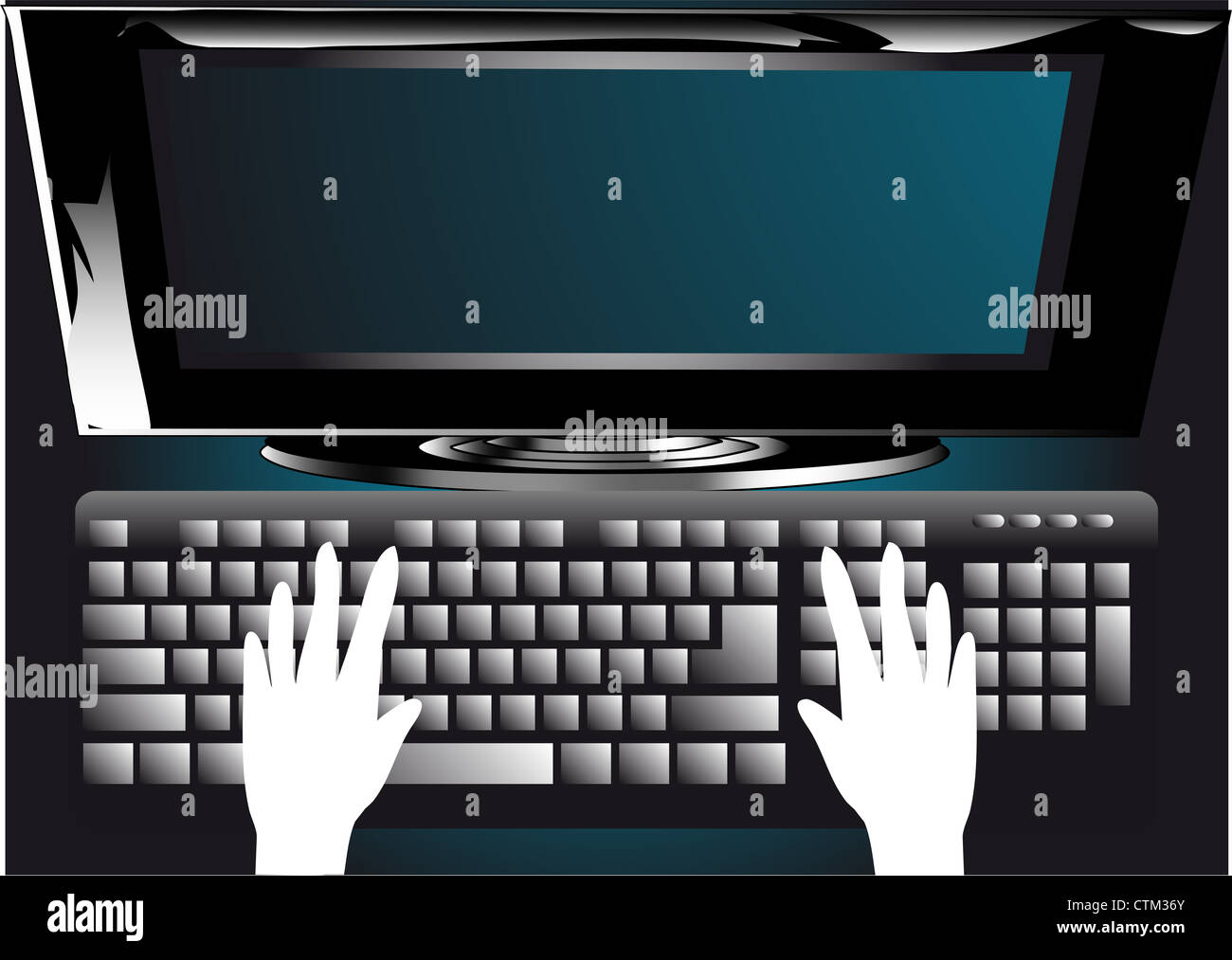 abstract background with computer, monitor and hands Stock Photo - Alamy