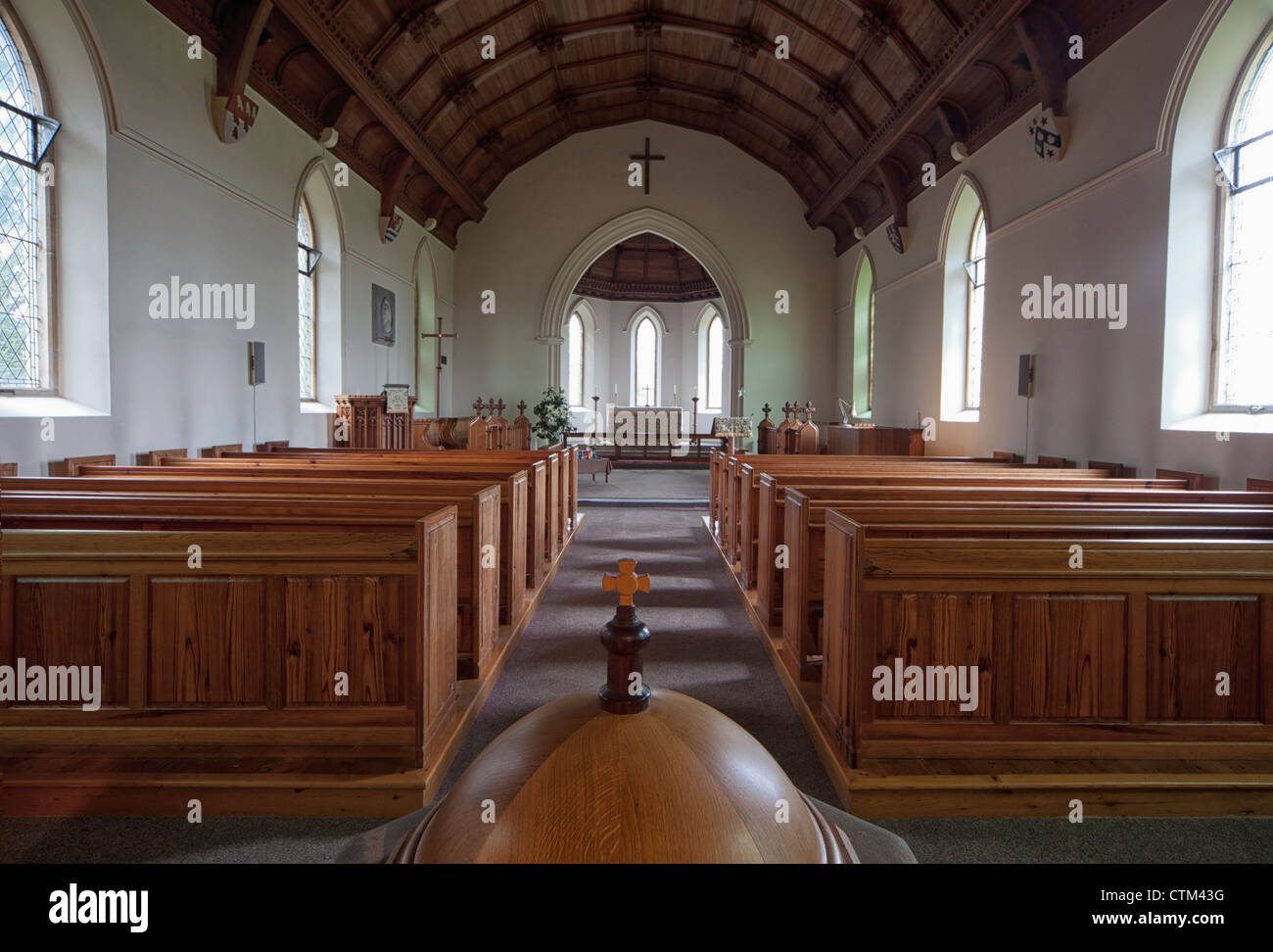View Up The Centre Aisle To The Front Of A Church; Northumberland ...