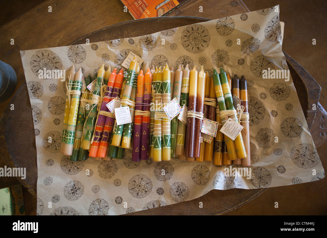 Handmade candles wrapped in string Stock Photo - Alamy