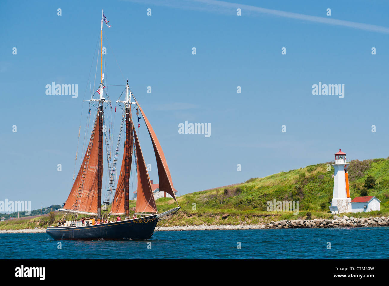 The gaff rigged schooner Roseway sails in Halifax Harbour during Tall ...