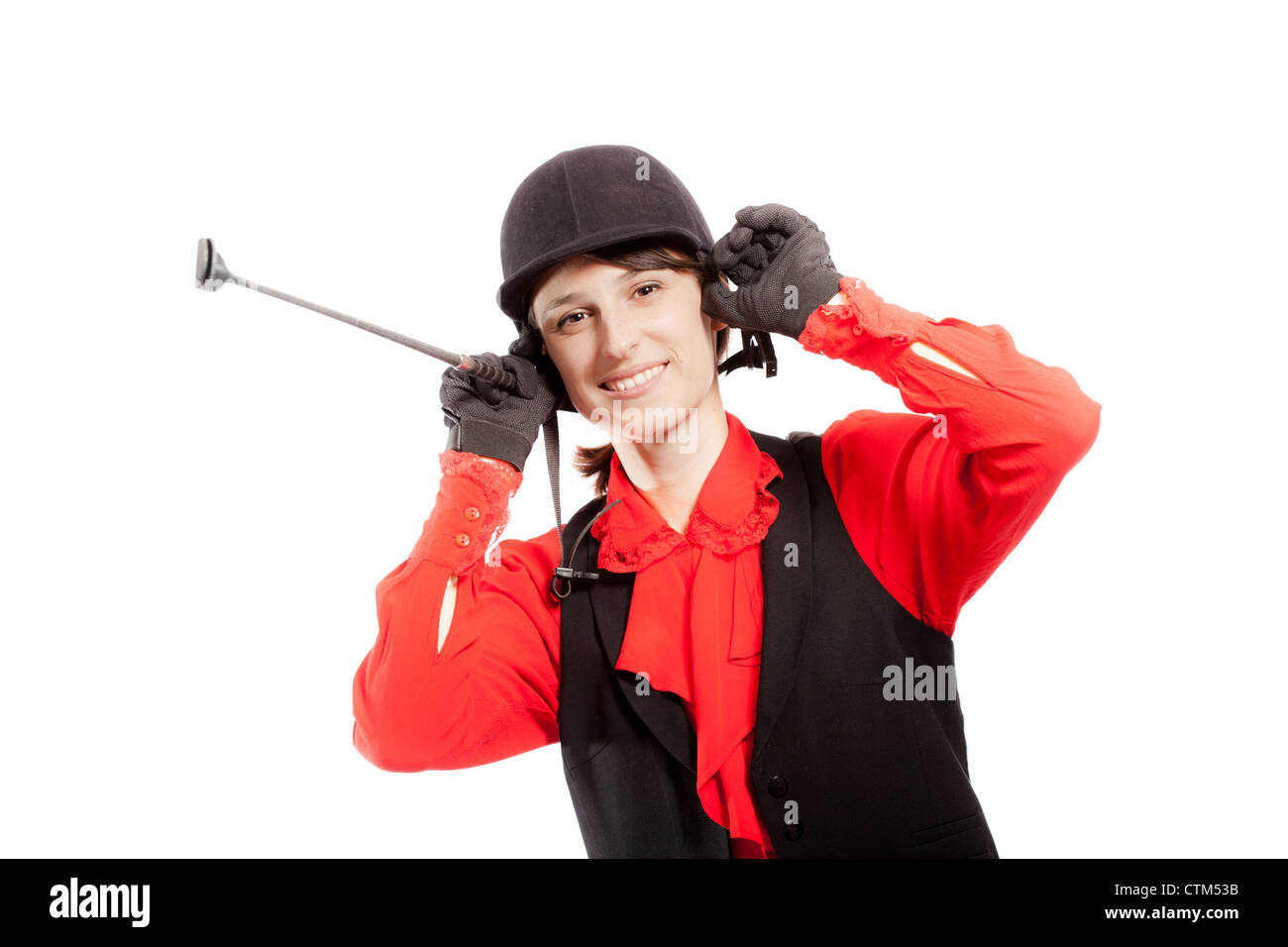 female horseback rider isolated on white background Stock Photo - Alamy