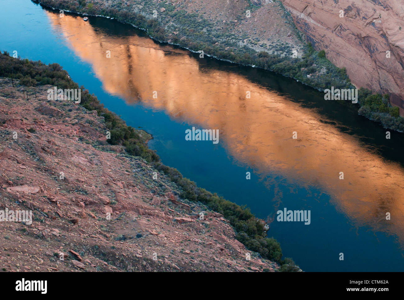 Cliffs Reflected In The Colorado River; Arizona, United States of ...