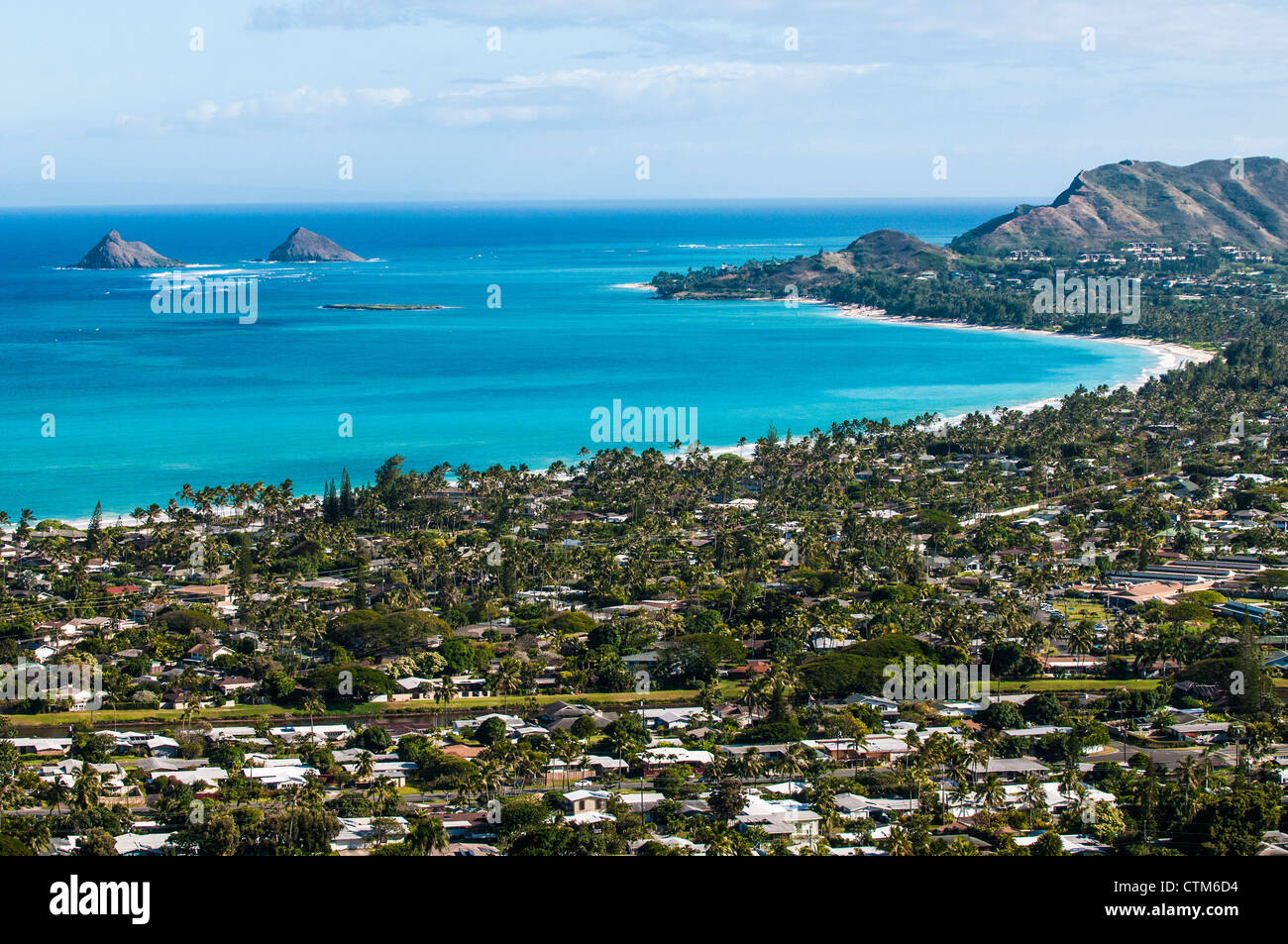 Kailua Bay & the Mokulua Islands, Oahu, Hawaii Stock Photo - Alamy