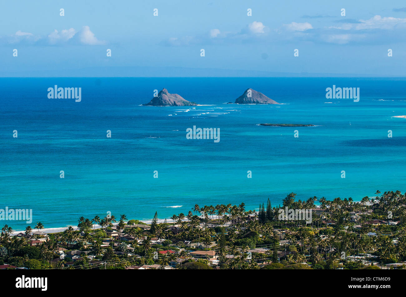 Kailua Bay & the Mokulua Islands, Oahu, Hawaii Stock Photo - Alamy