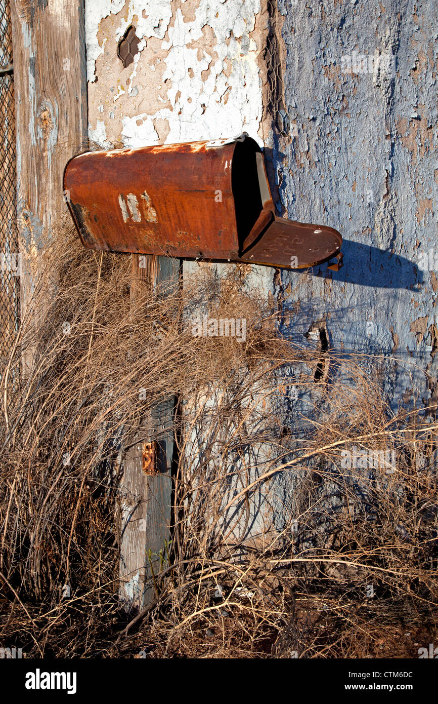 Rusted mailbox and weathered building, Holbrook, Arizona Stock Photo ...