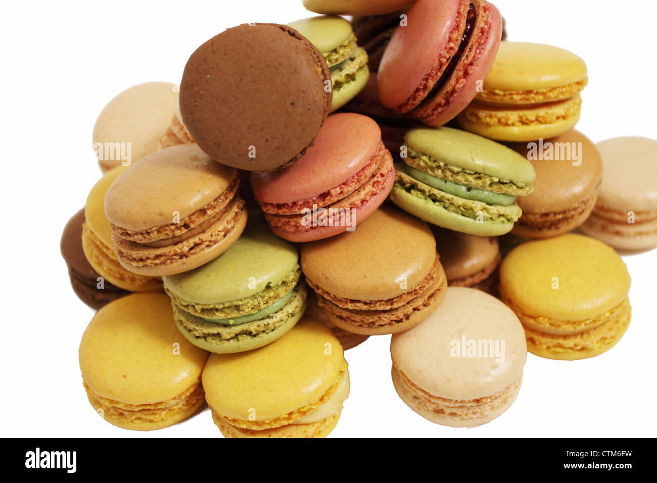 assortment of macaroons on a white background Stock Photo - Alamy