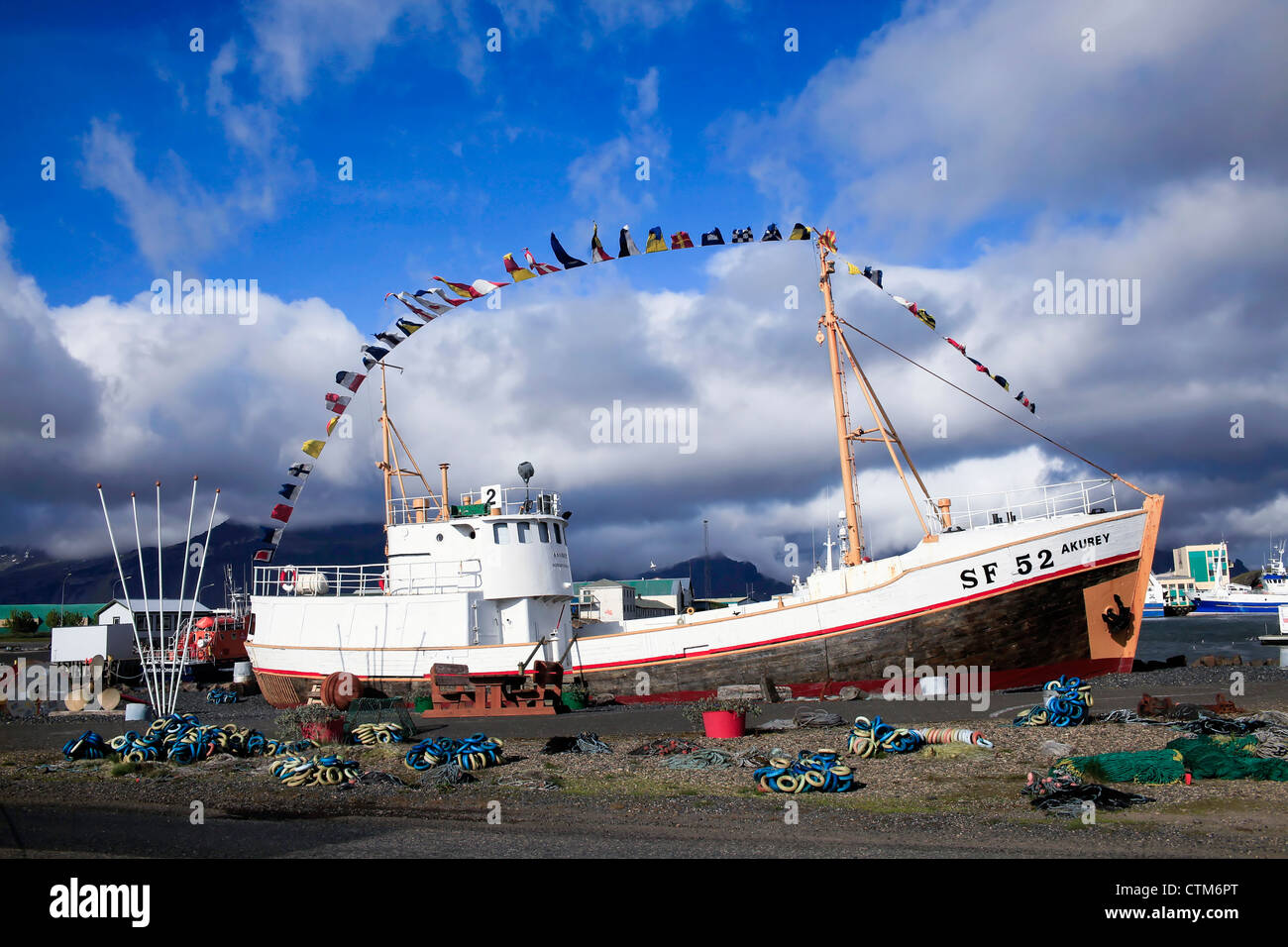 Iceland, Husavik, a fishing village and a centre of whale watching in ...