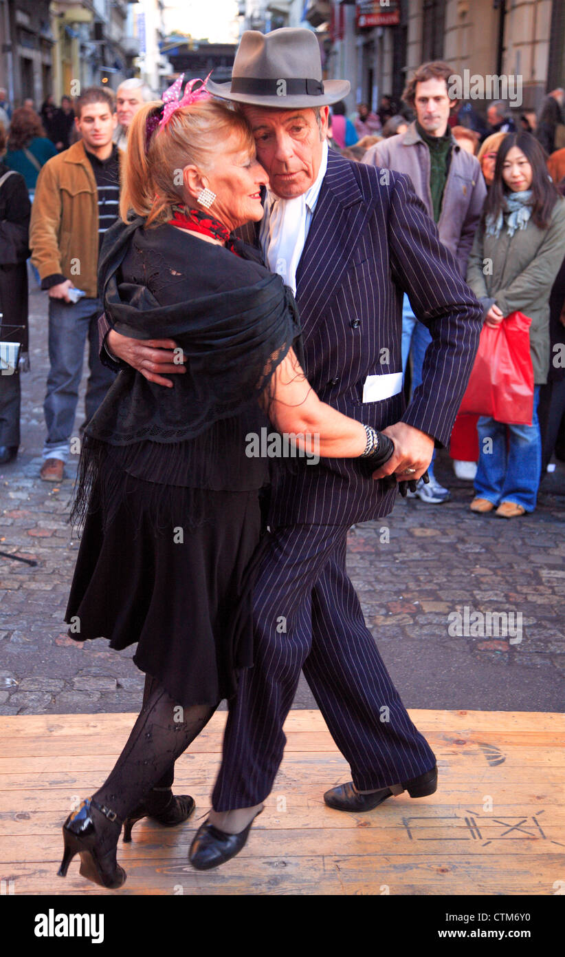 Old tango dancer ("Pochi y Osvaldo") at a street performance in San ...