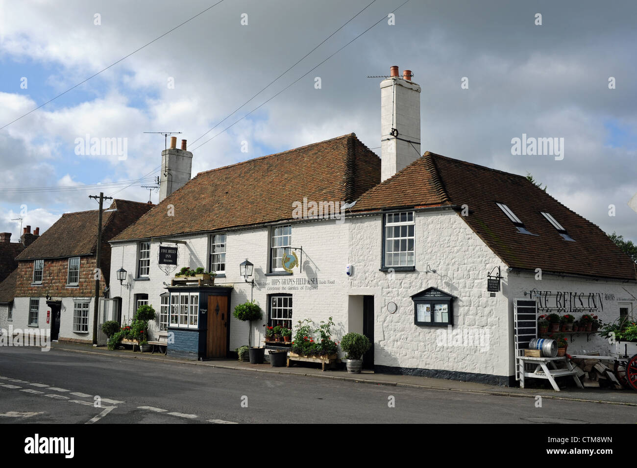 The Five Bells Inn traditional English pub at Rabourne village in Kent ...