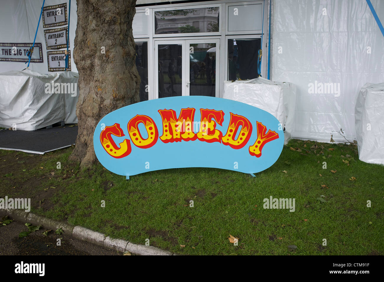 Comedy sign. Comedy in a sign. A sign saying comedy. Is it comic in ...