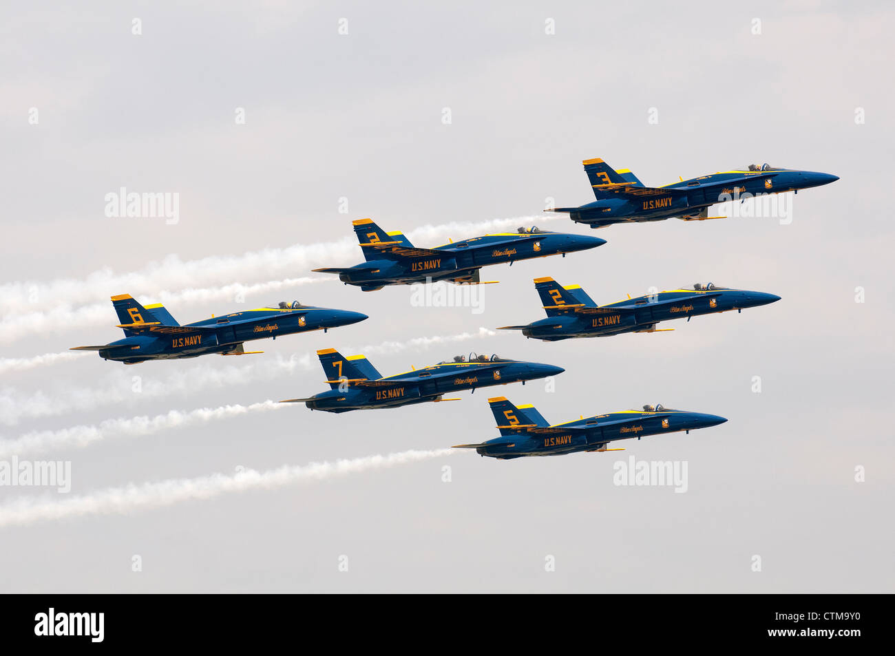 The Blue Angels flight demonstration squadron in a training flight at ...