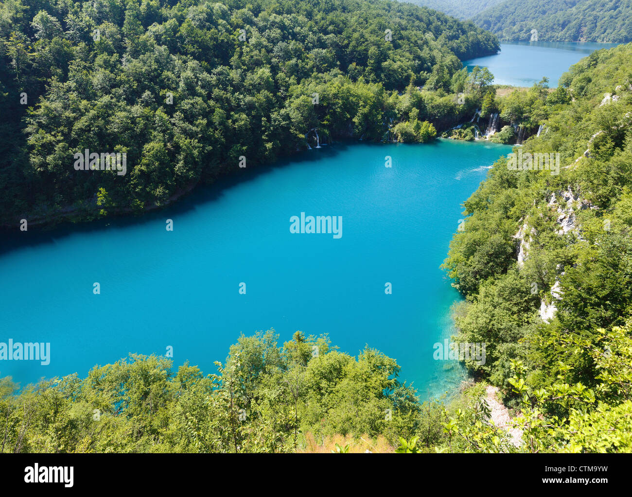 Cascade azure limpid lakes with waterfalls in Plitvice Lakes National ...