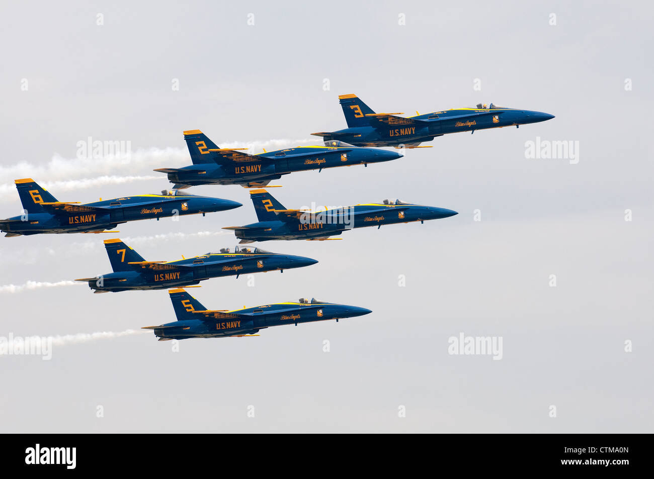 The Blue Angels flight demonstration squadron in a training flight at ...