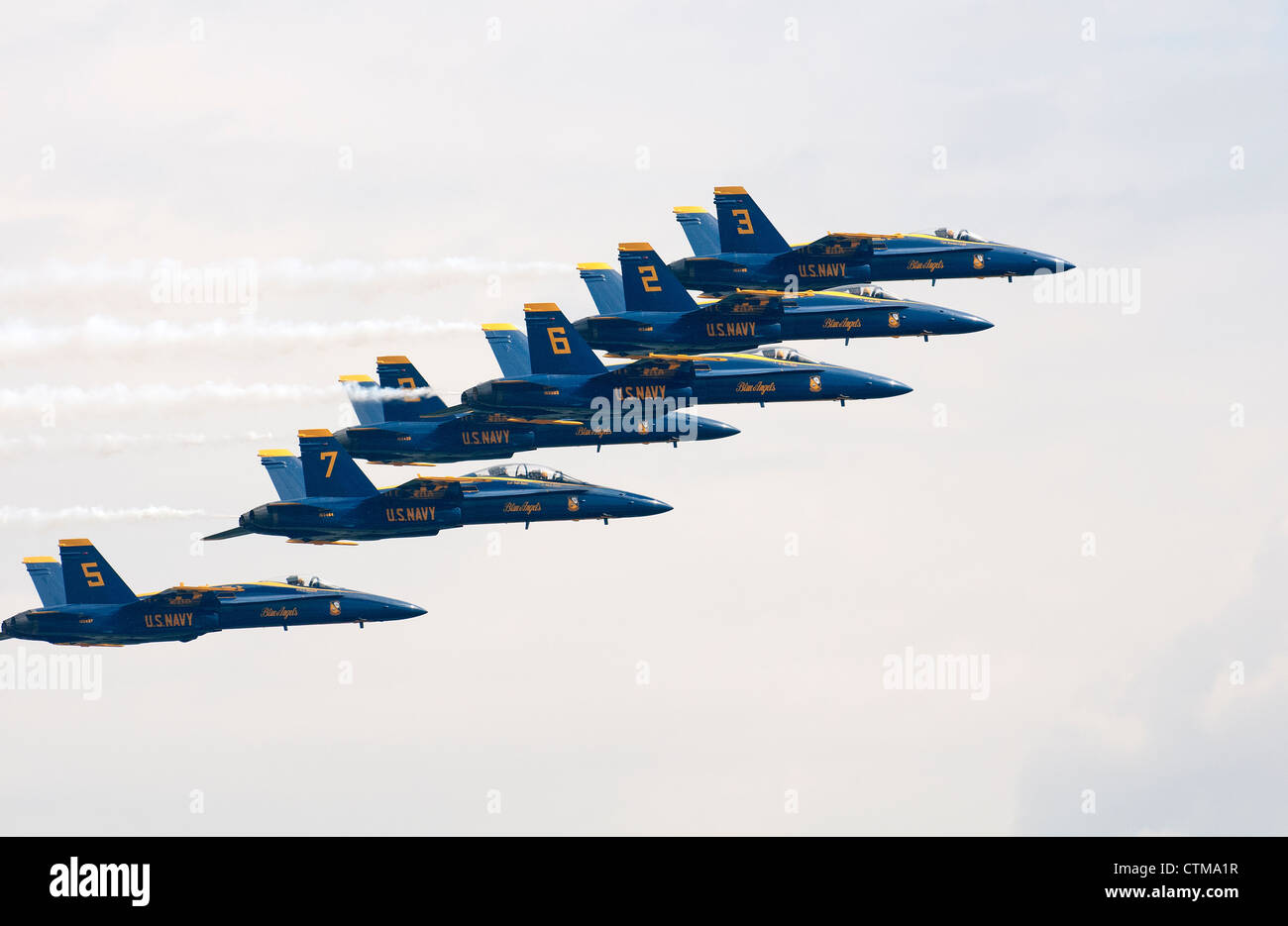 The Blue Angels flight demonstration squadron in a training flight at ...