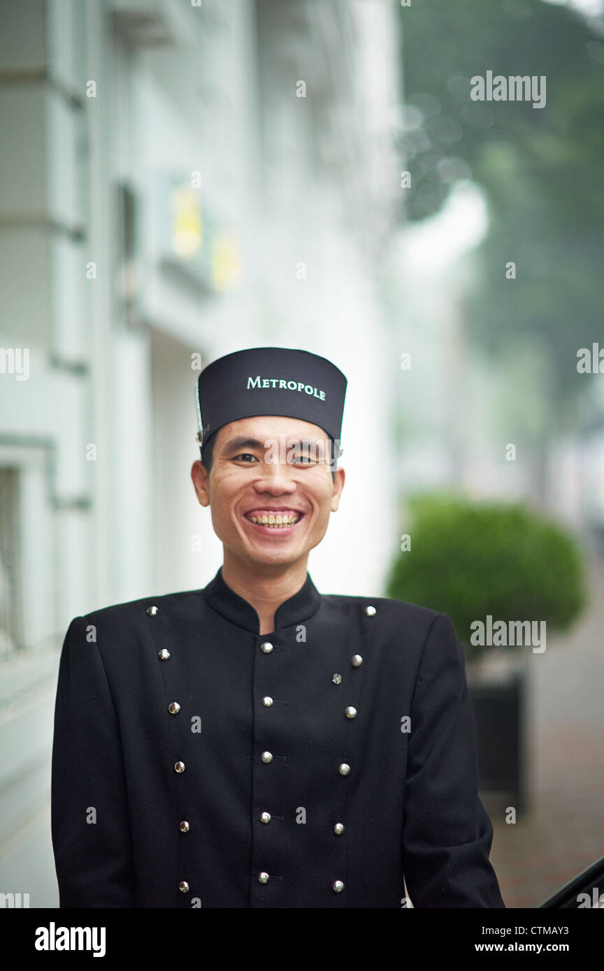 A smiling attendant at the Hotel Metropole in Hanoi, Vietnam Stock ...