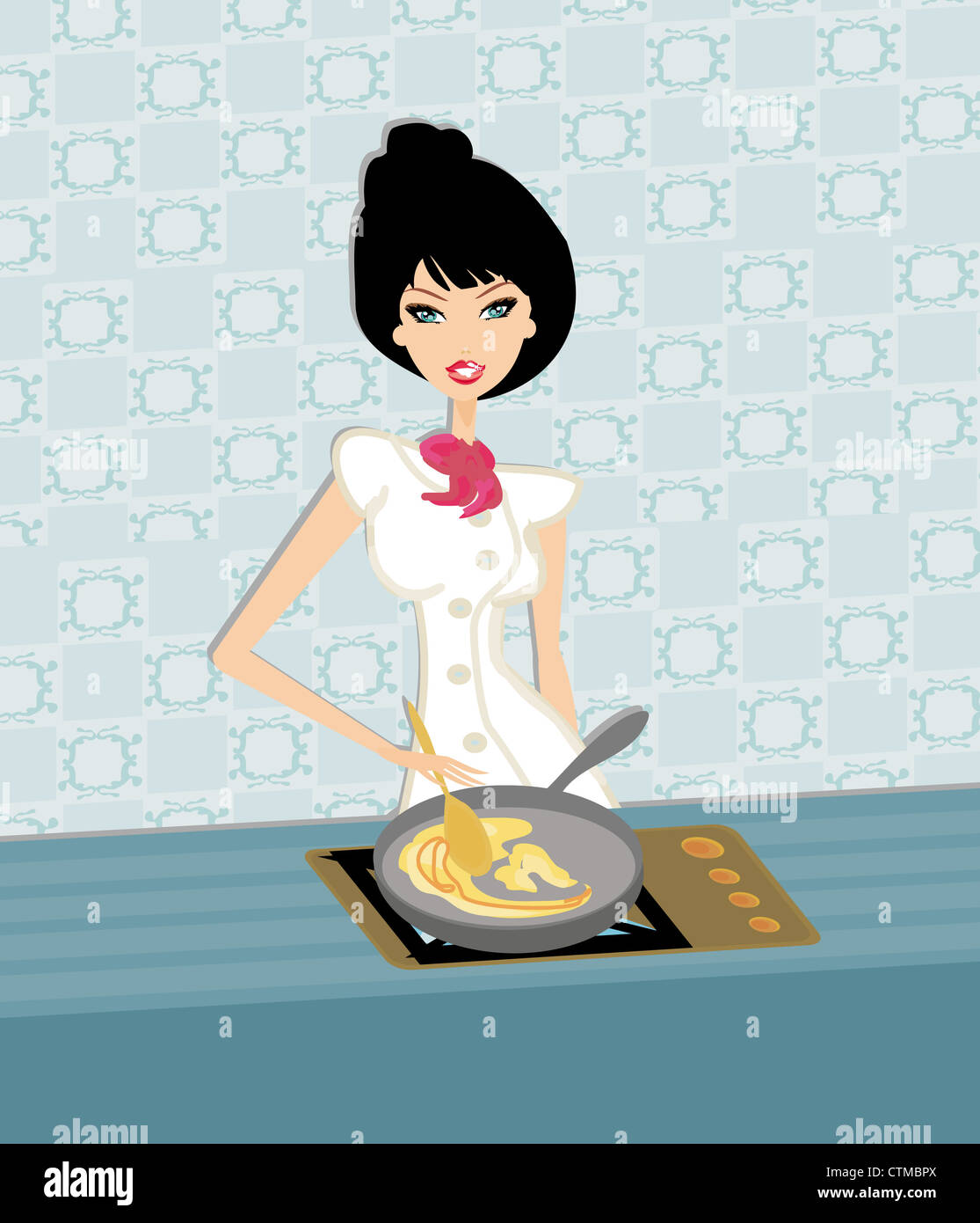 Beautiful lady cooking in the kitchen Stock Photo - Alamy