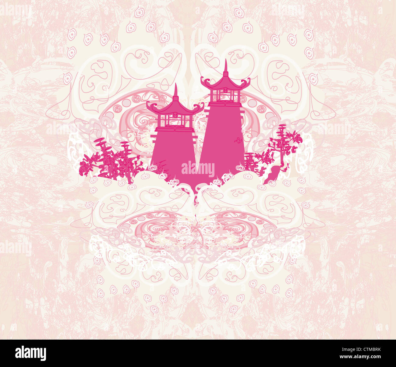 old paper with Asian Landscape Stock Photo - Alamy