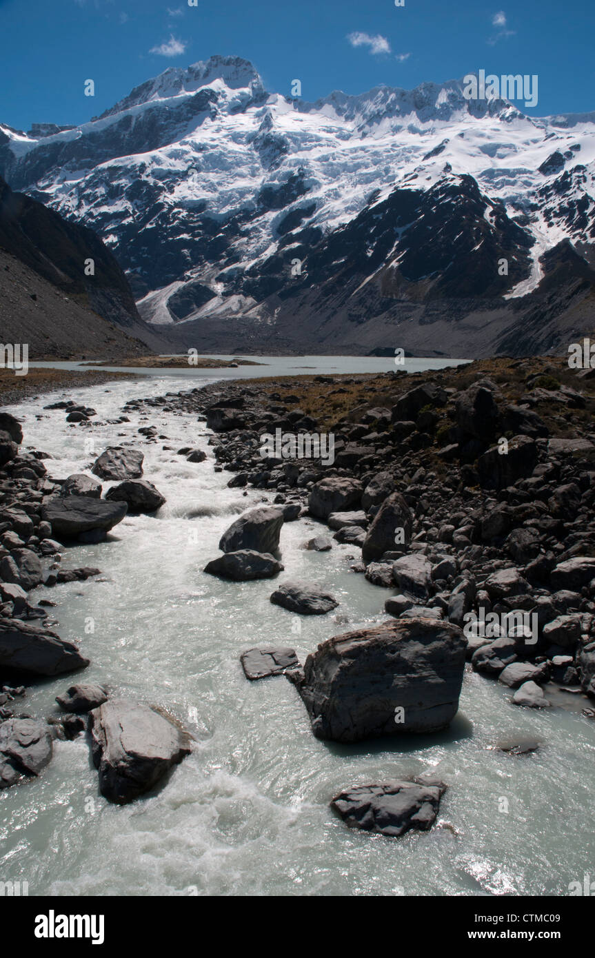 The glaciers of the Southern Alpes stretches in Mount Cook National ...