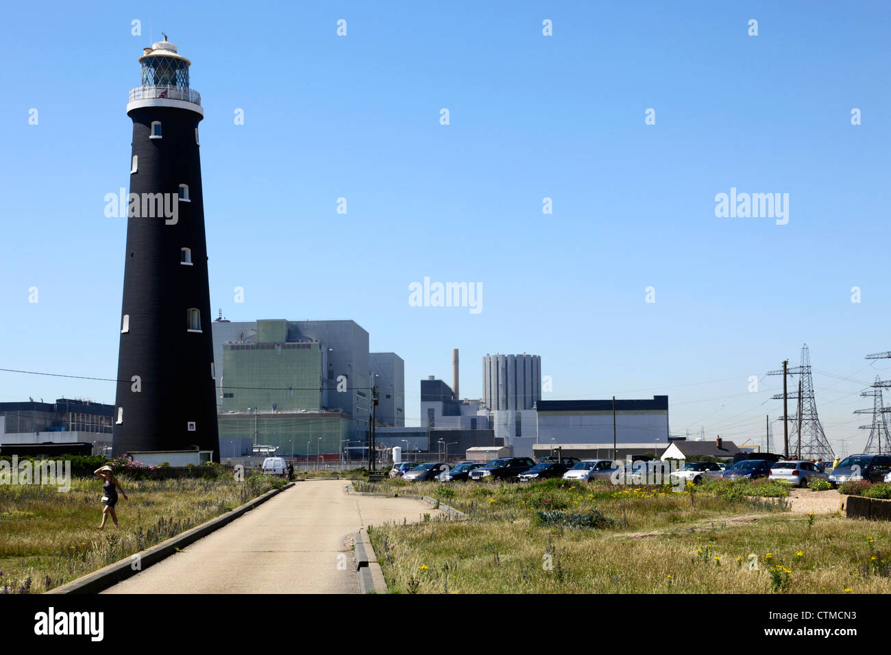Dungeness B Nuclear Power Station and old lighthouse Kent Stock Photo ...