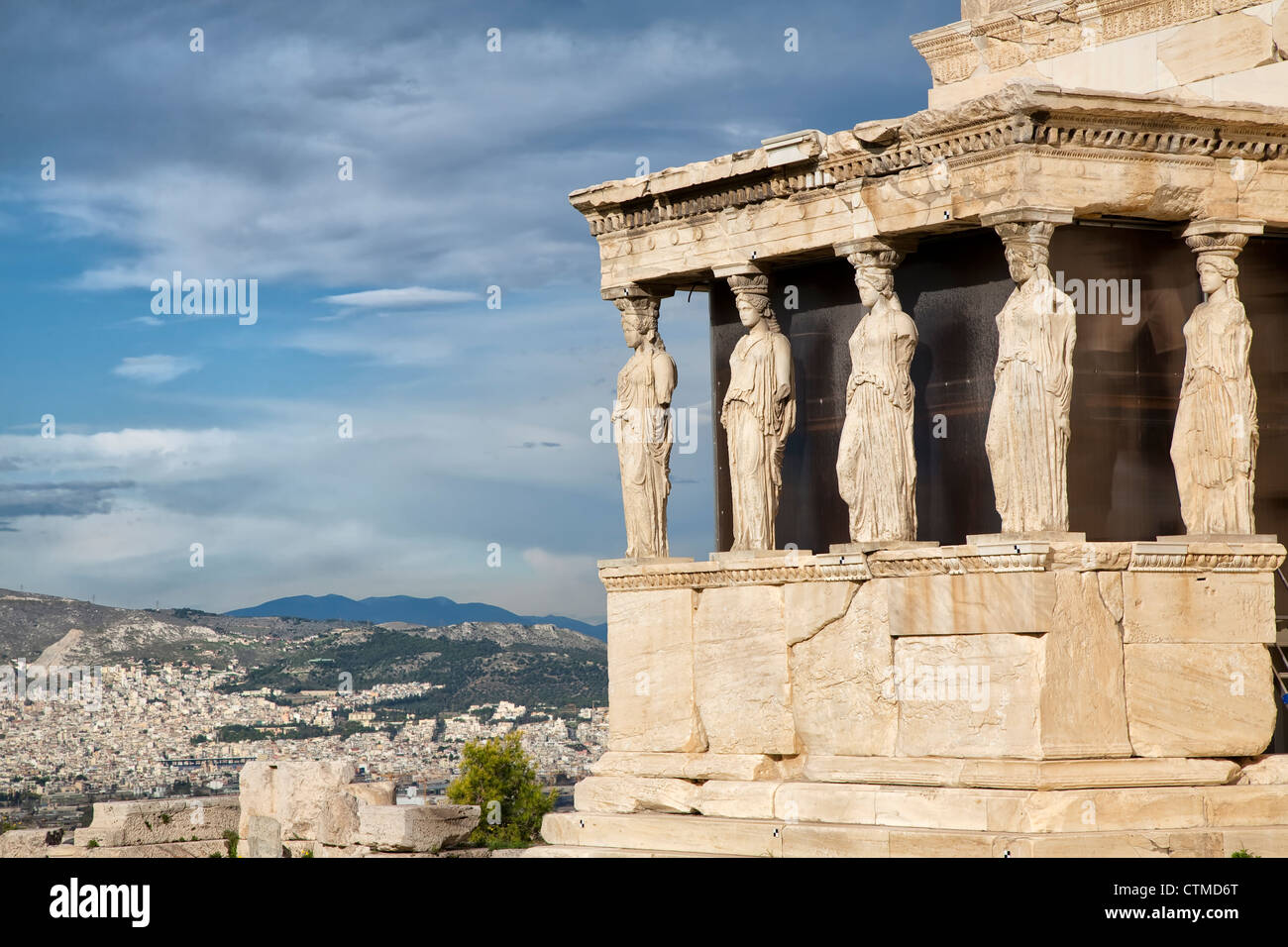 Caryatids at Erechtheum of Parthenon in Athens Greece Erechtheion Stock ...