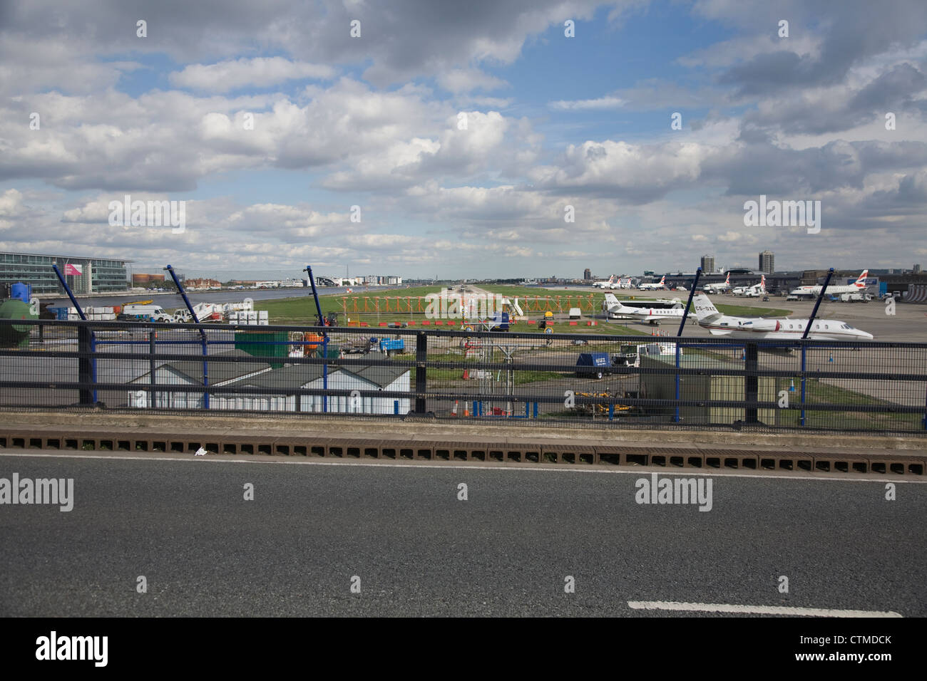 empty main road at the end of London City Airport runway Stock Photo ...