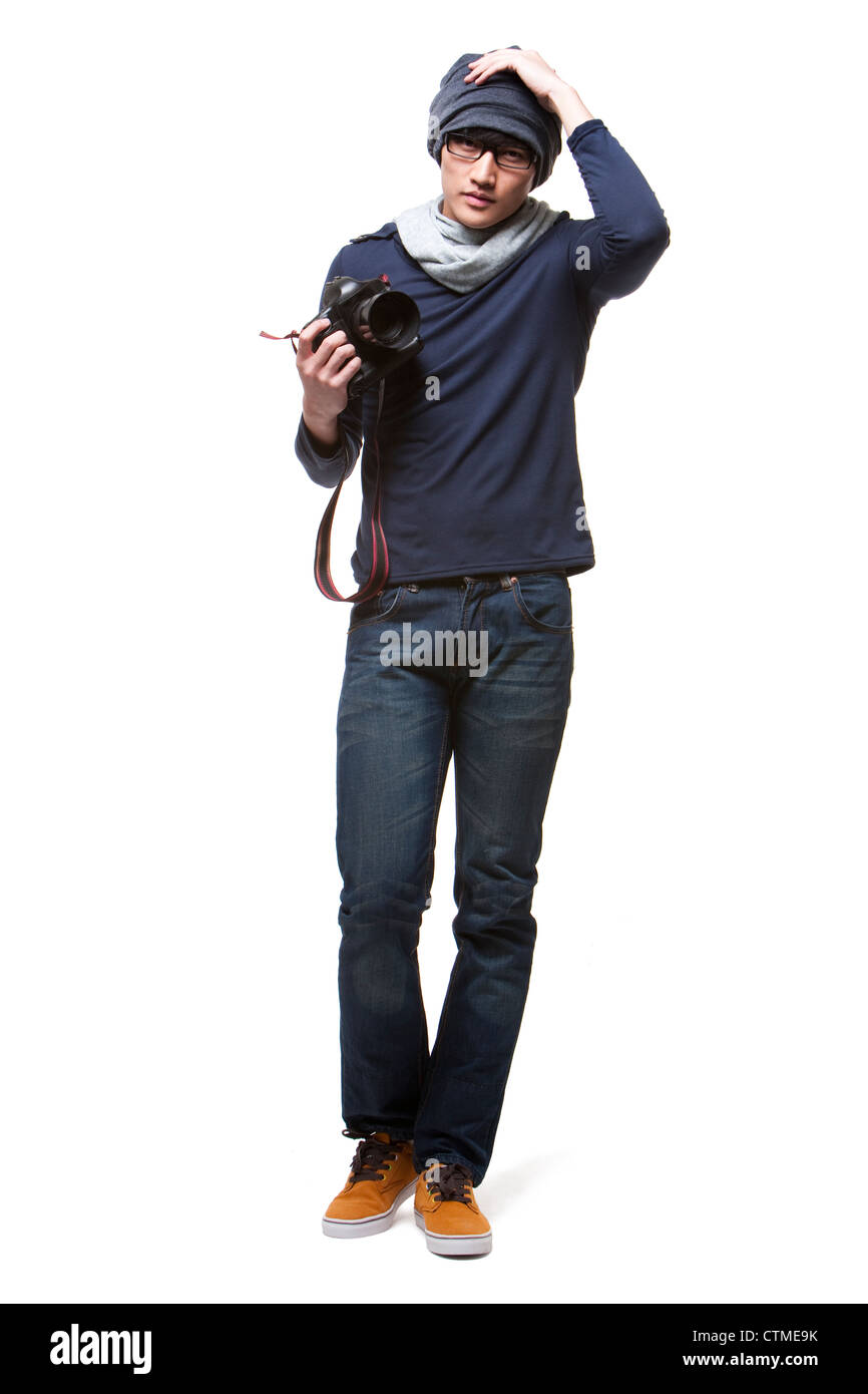 Man photographer slr camera Cut Out Stock Images & Pictures - Alamy
