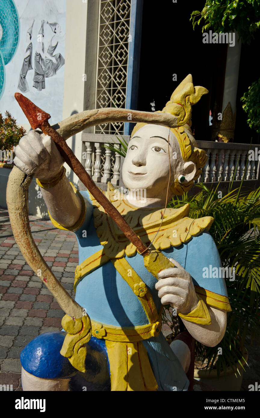Colourful Archer statue, Dhammikarama Burmese Buddhist Temple, George ...